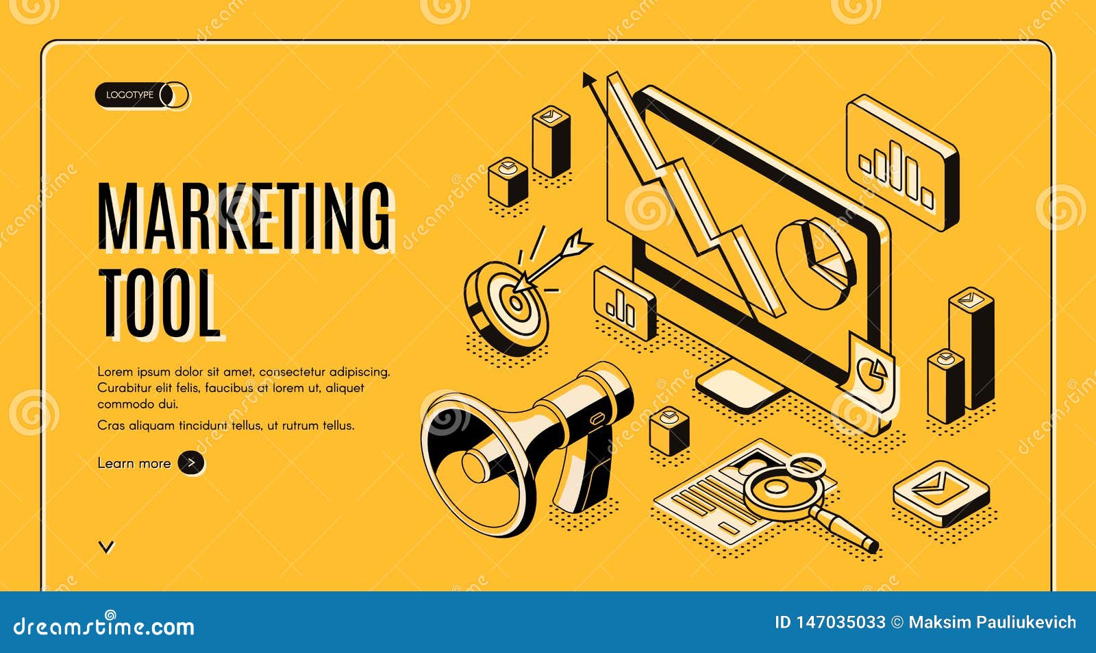 Marketing E-commerce, Data Analysis Tool Banner. Stock Vector ...