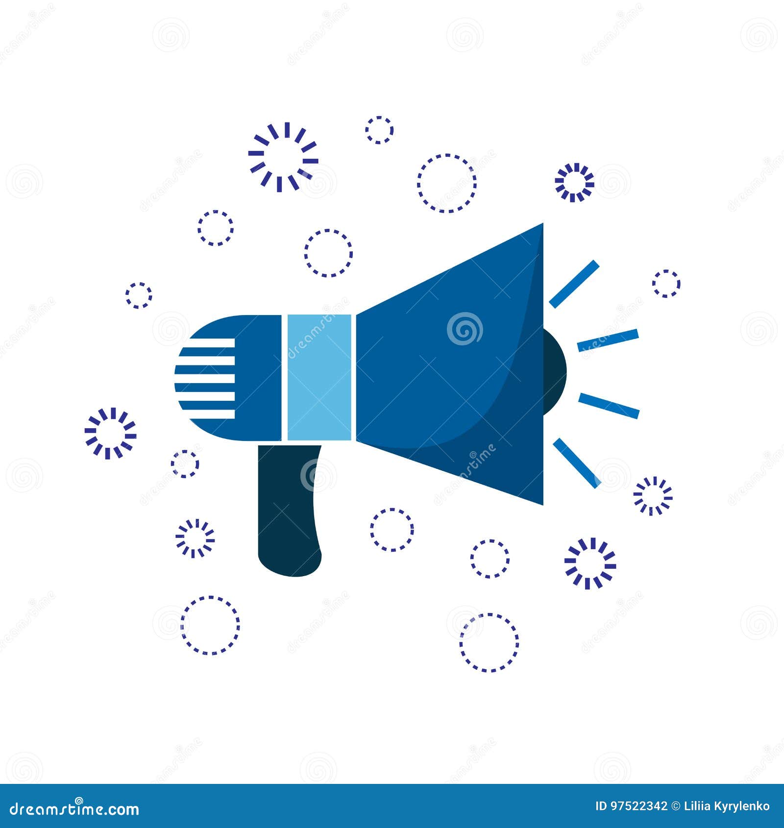 Marketing Icon Blue Horn. Advertising Sign Stock Illustration ...