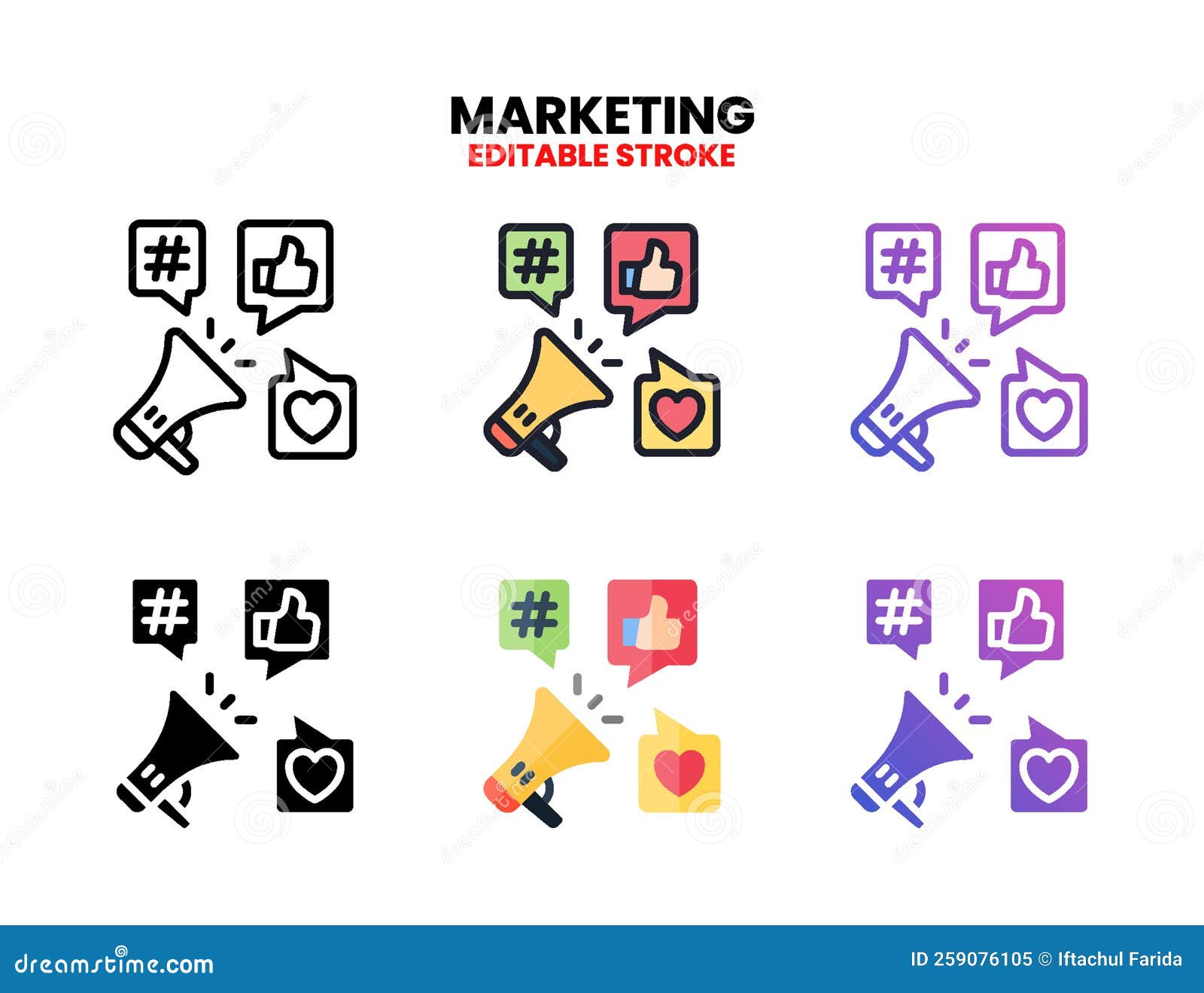 Marketing Icon Set with Different Styles. Stock Vector - Illustration ...