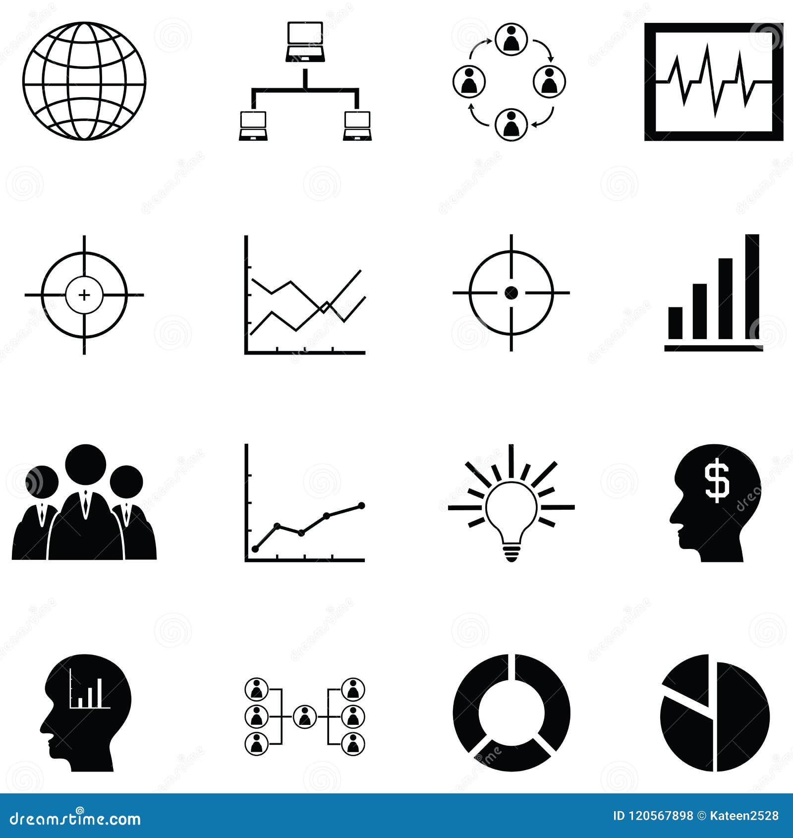 Marketing icon set stock vector. Illustration of graph - 120567898
