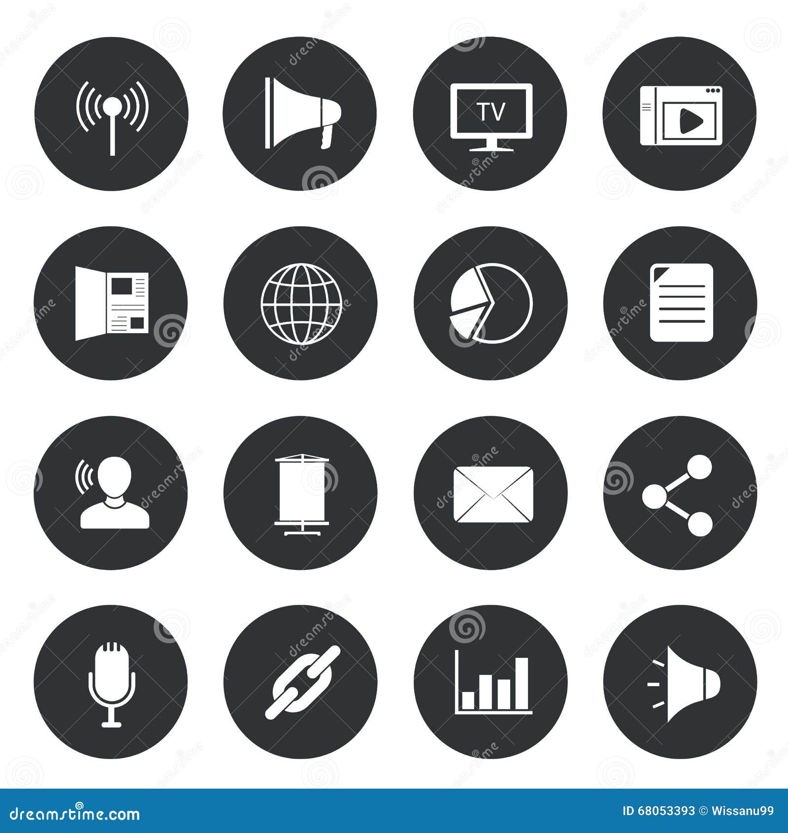 Marketing Icons on Black Circle. Stock Vector - Illustration of ...