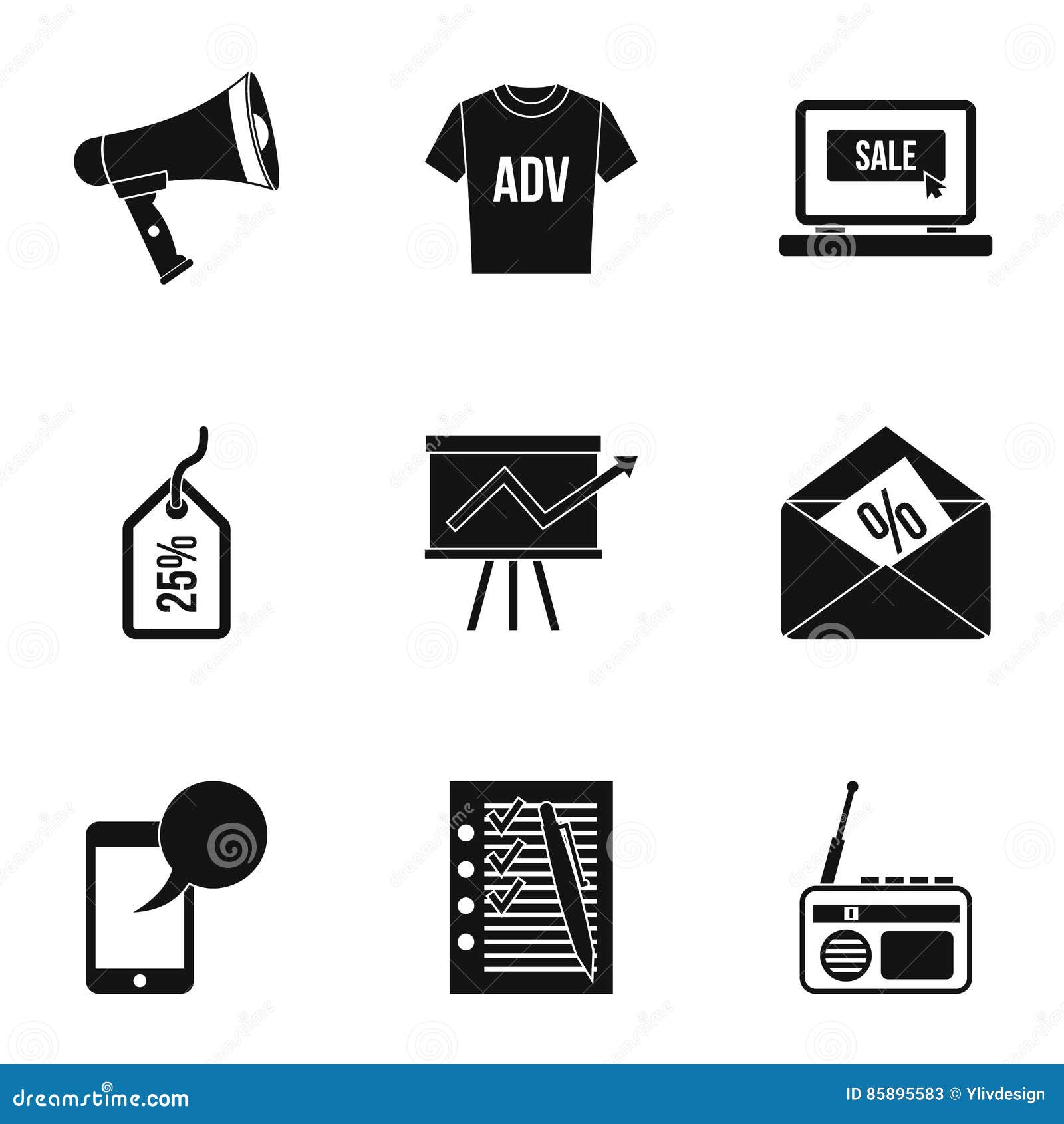 Marketing Icons Set, Simple Style Stock Vector - Illustration of bubble ...