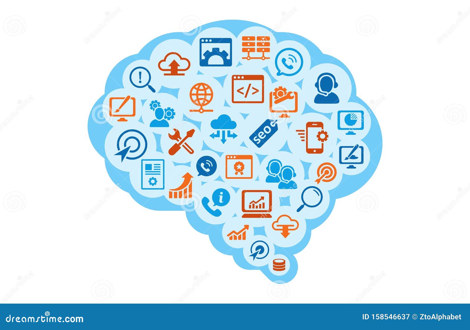 Abstract brain cloud icon stock vector. Illustration of internet ...