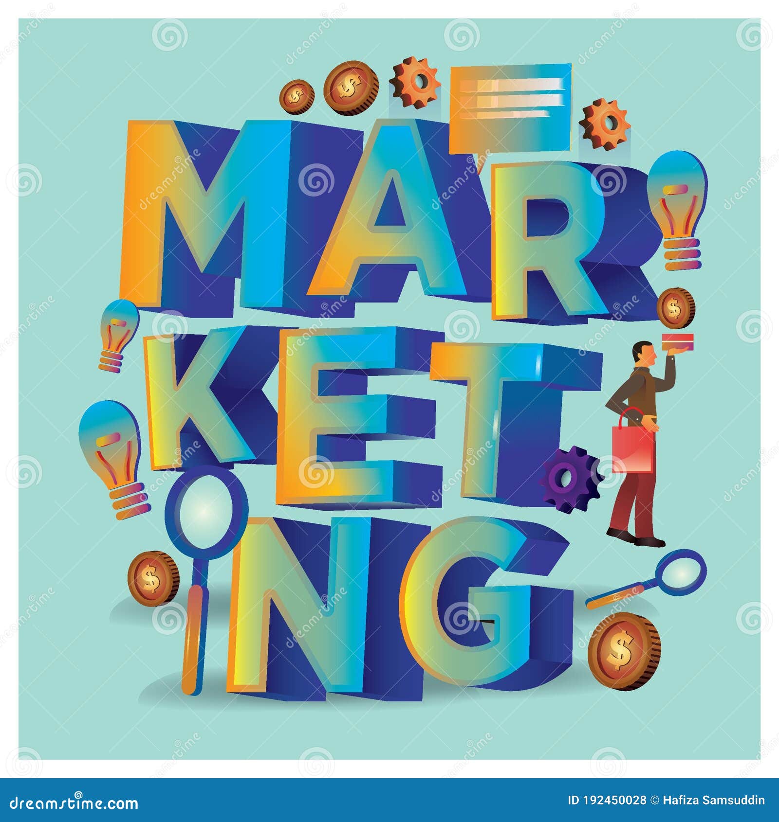 Marketing Lettering Design Vector Illustration. Vector Illustration ...