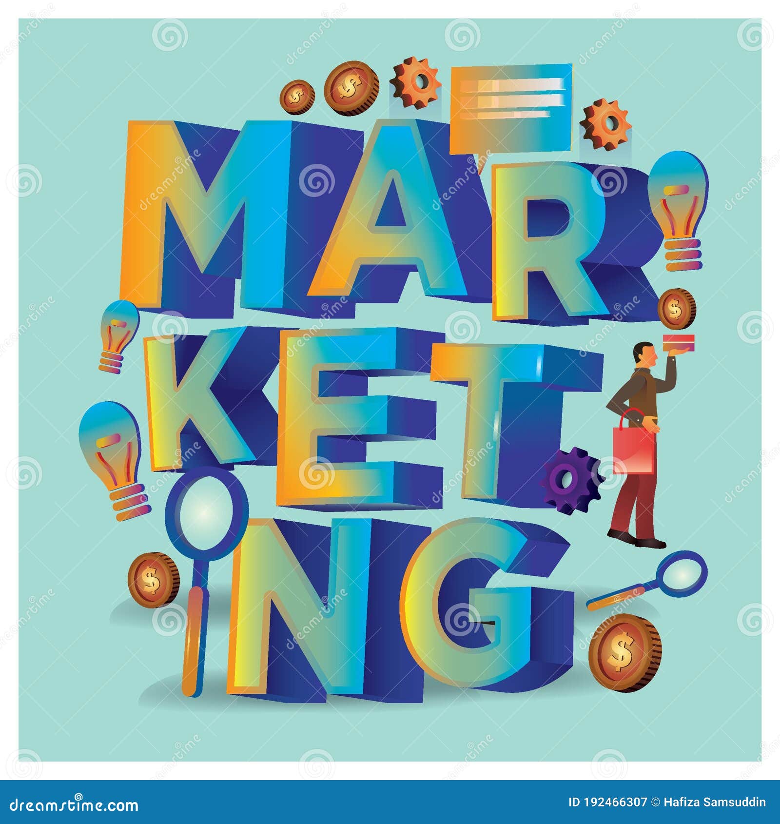 Marketing Lettering Design. Vector Illustration Decorative Design Stock ...