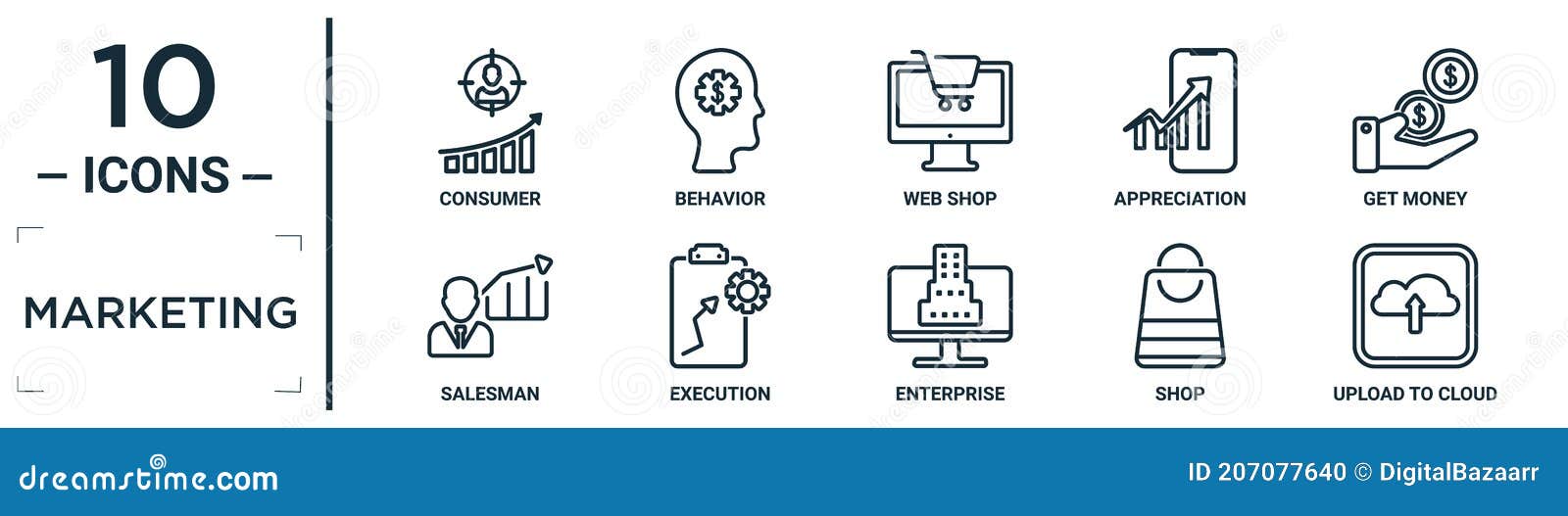 Marketing Linear Icon Set. Includes Thin Line Consumer, Web Shop, Get ... Marketing Linear Icon Set. Includes Thin Line Consumer, Web Shop, Get ...