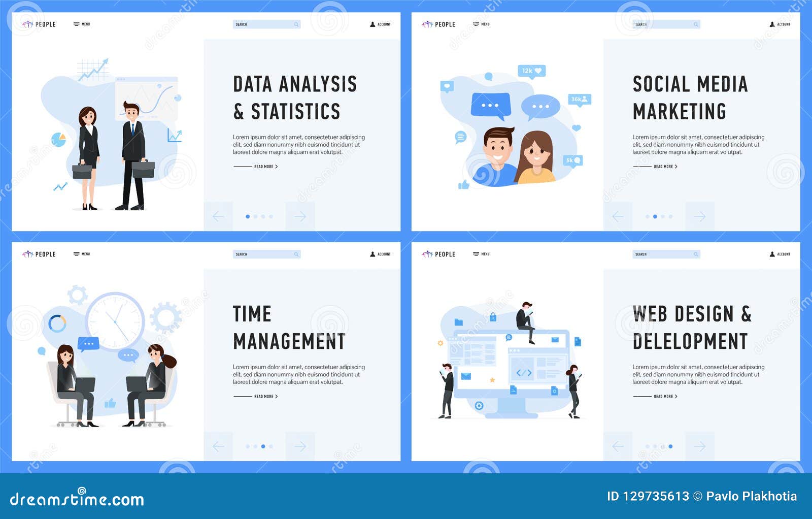 Marketing Management Web Design Data Analysis and Statistics Set Stock ...