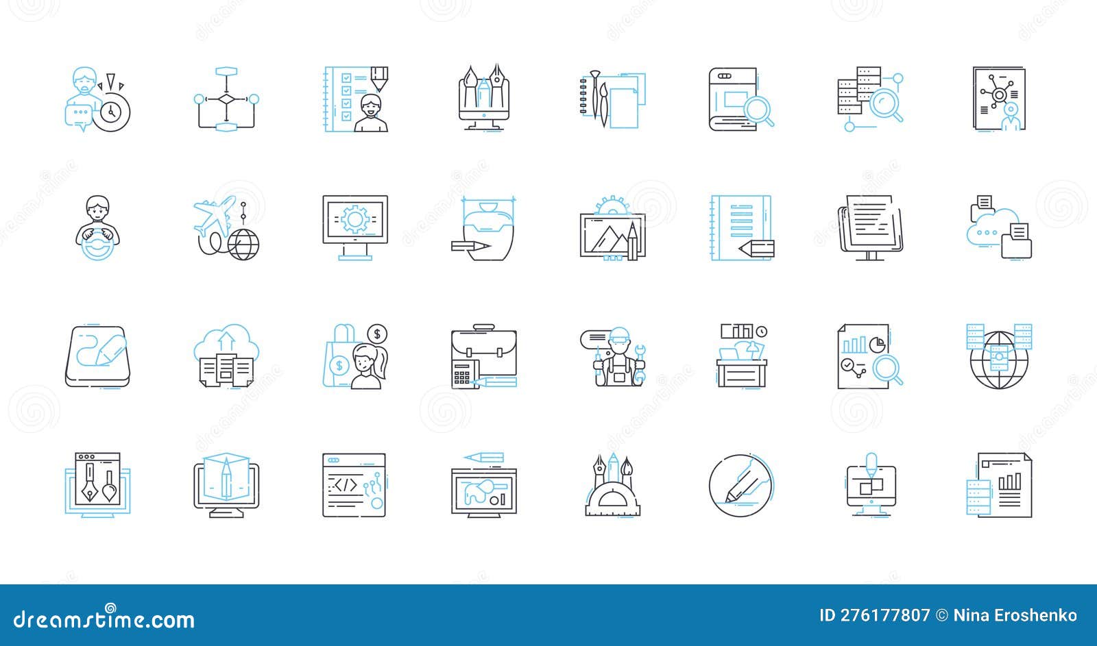 Marketing Manual Linear Icons Set. Strategy, Branding, Analytics ...