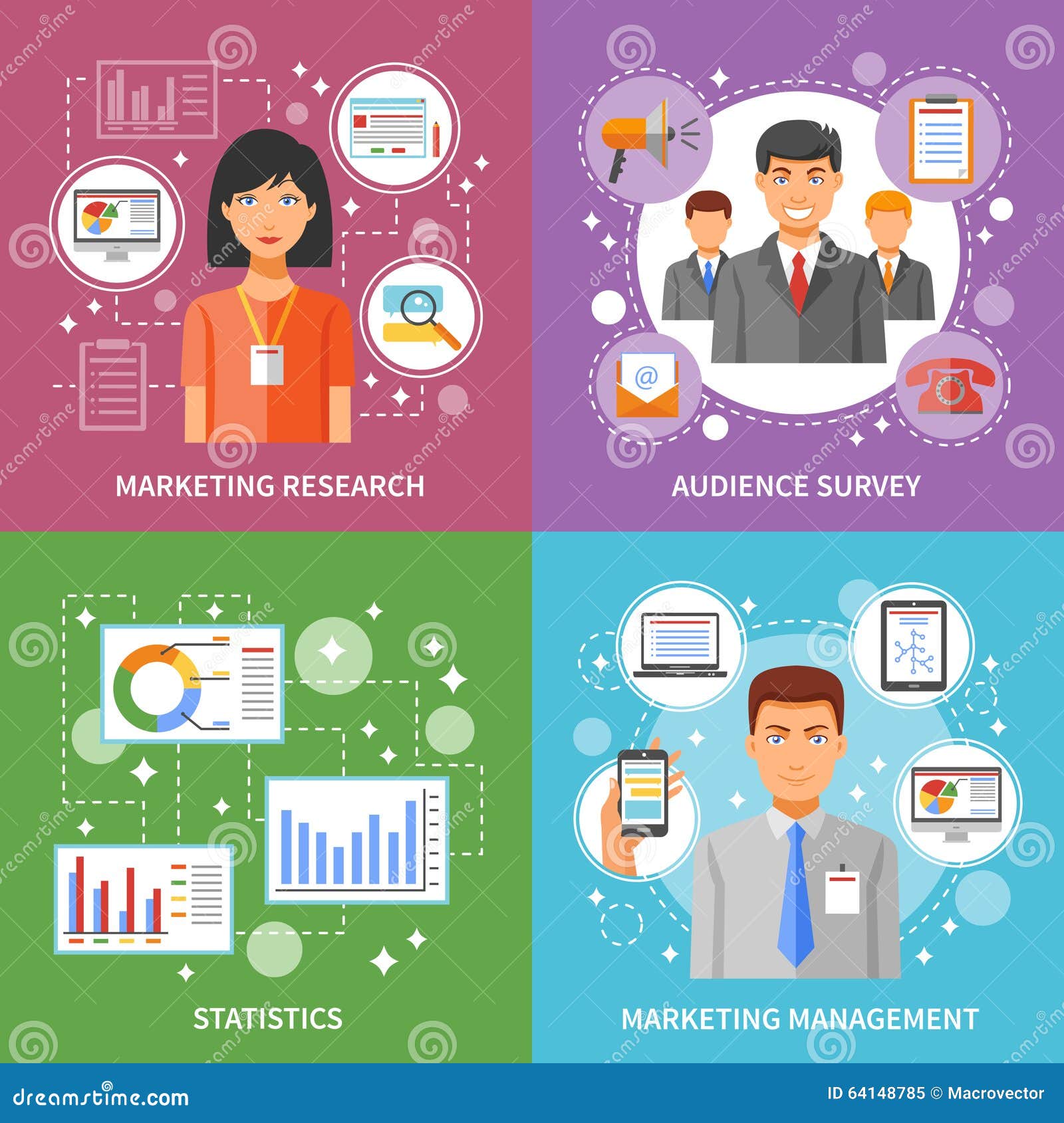 Marketing Method Flat stock vector. Illustration of computer - 64148785