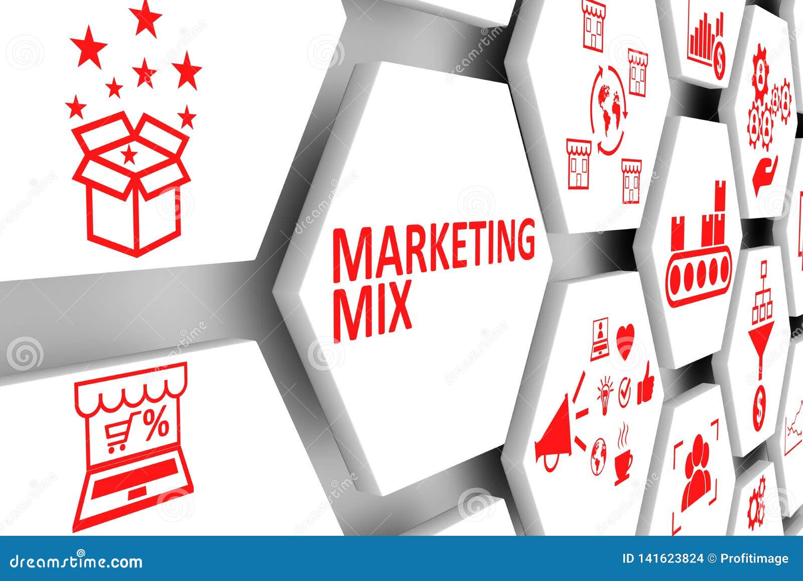 MARKETING MIX Concept Cell Background Stock Illustration - Illustration ...