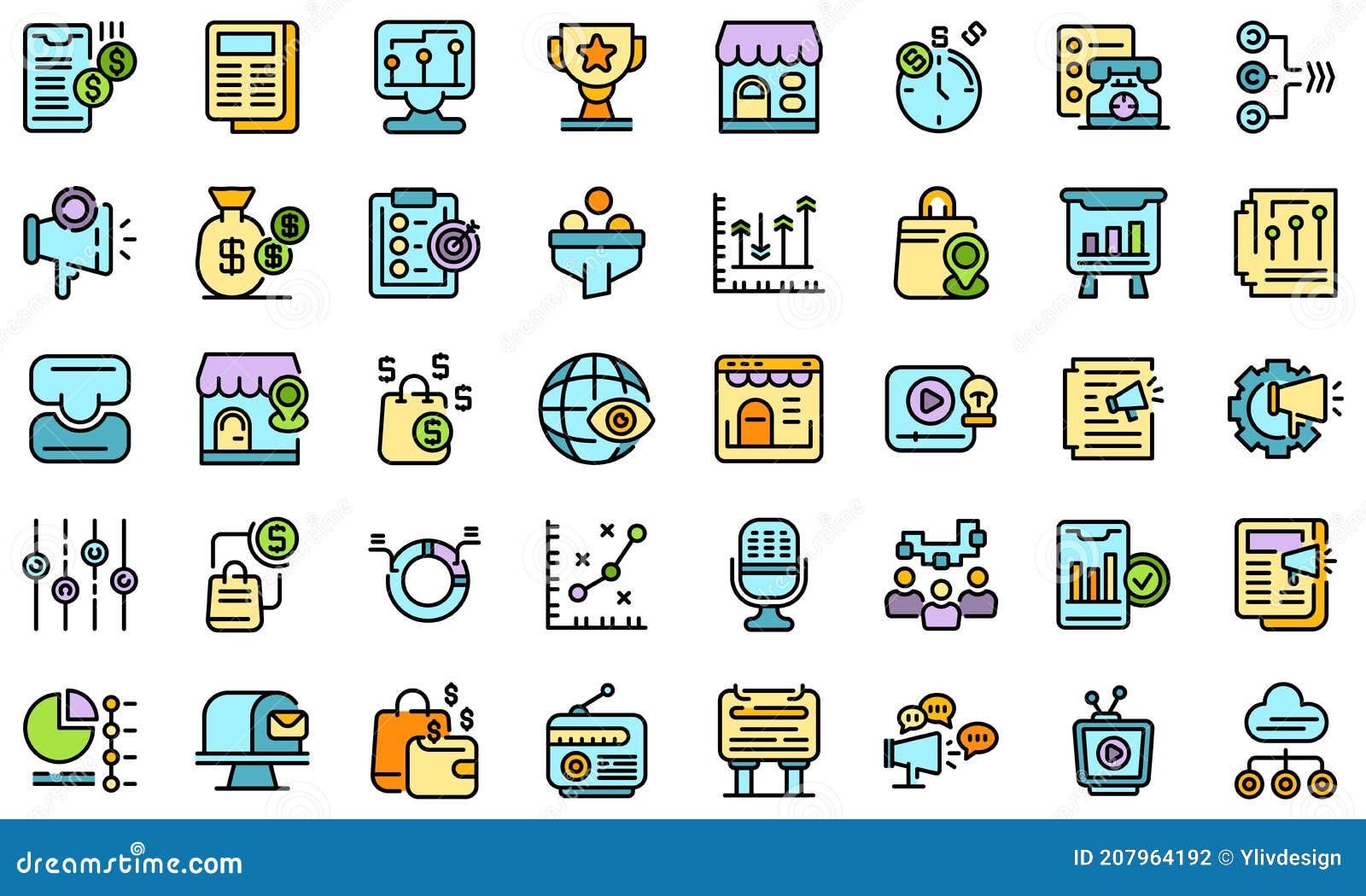 Marketing Mix Icons Set Vector Flat Stock Illustration - Illustration ...