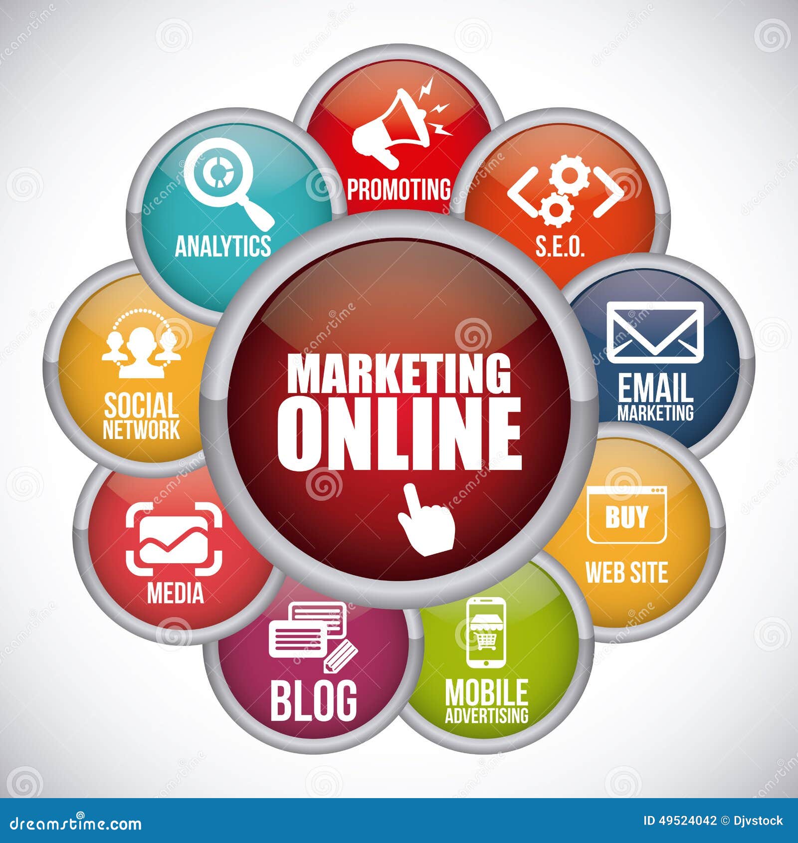 Marketing online stock illustration. Illustration of internet - 49524042