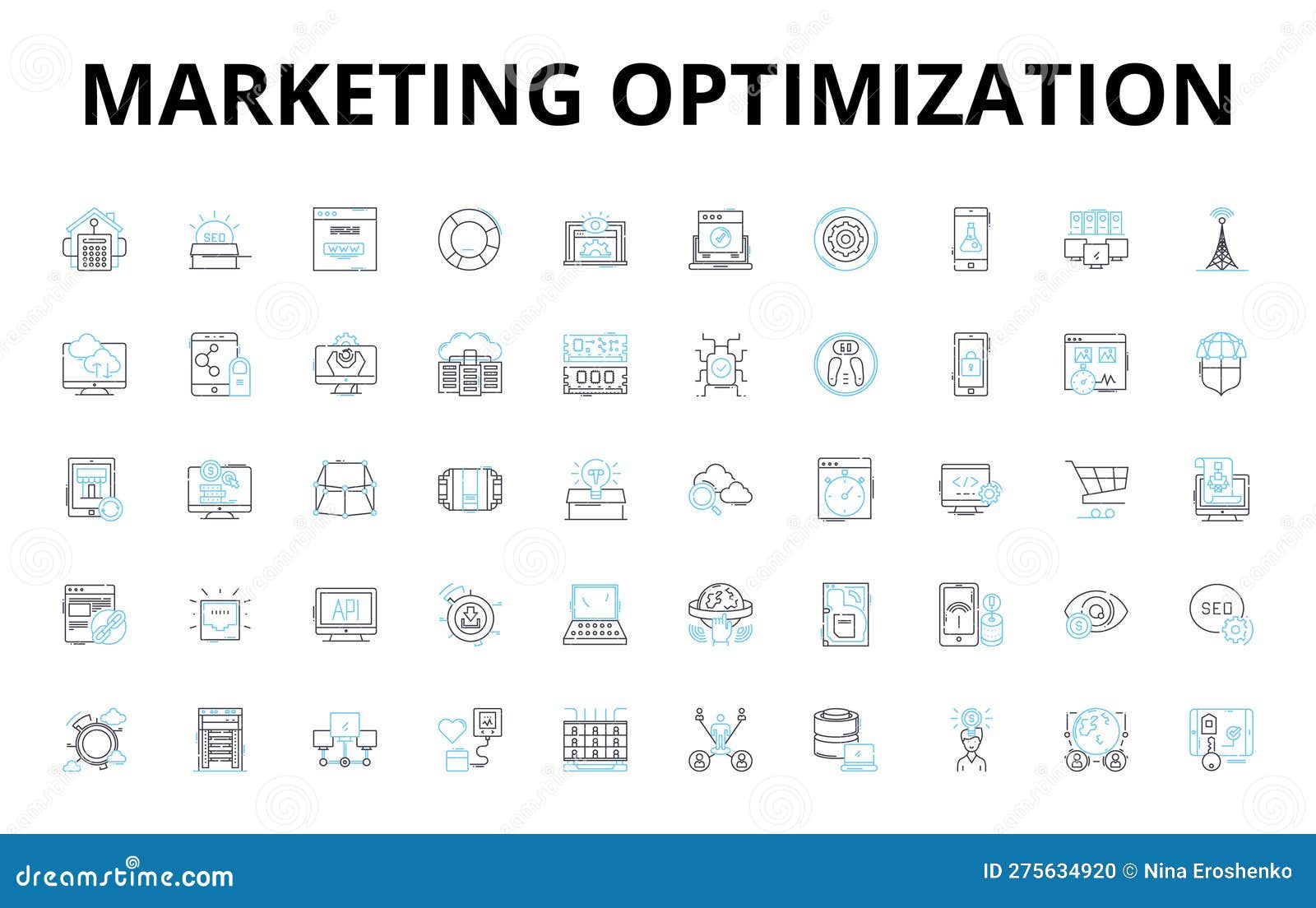 Marketing Optimization Linear Icons Set. Analytics, Strategy ...