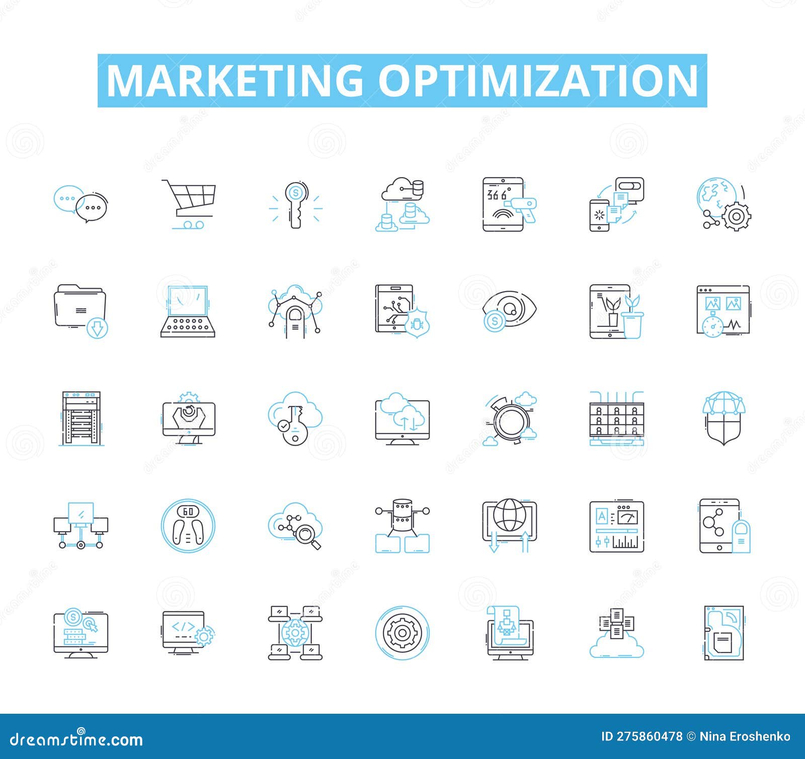 Marketing Optimization Linear Icons Set. Analytics, Strategy ...