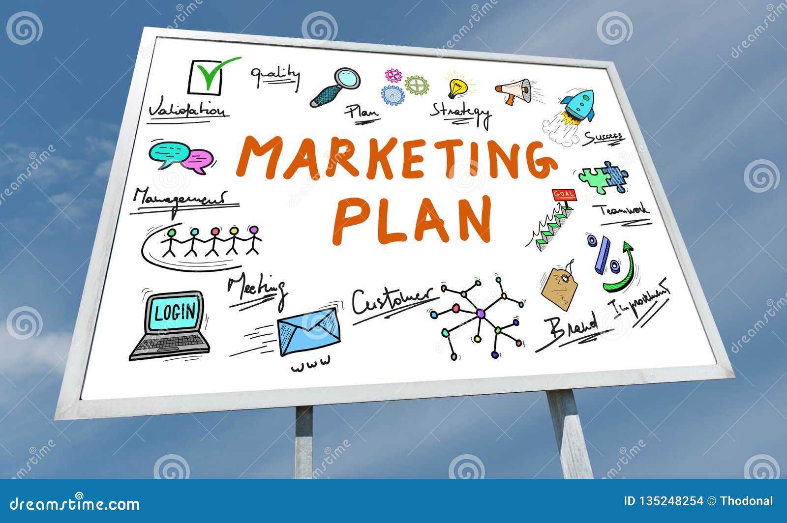 Marketing Plan Concept on a Billboard Stock Photo - Image of strategy ...