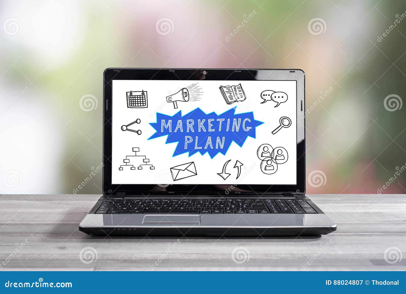 Marketing Plan Concept on a Laptop Screen Stock Image - Image of symbol ...