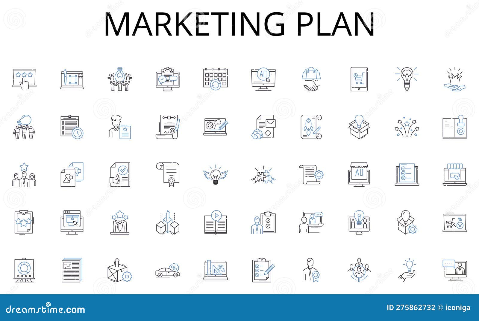 Marketing Plan Line Icons Collection. Collaboration, Unity, Trust ...