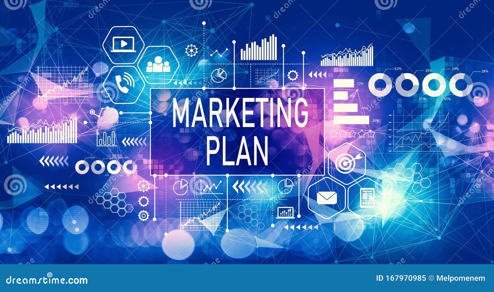 Marketing Plan with Technology Light Background Stock Illustration ...