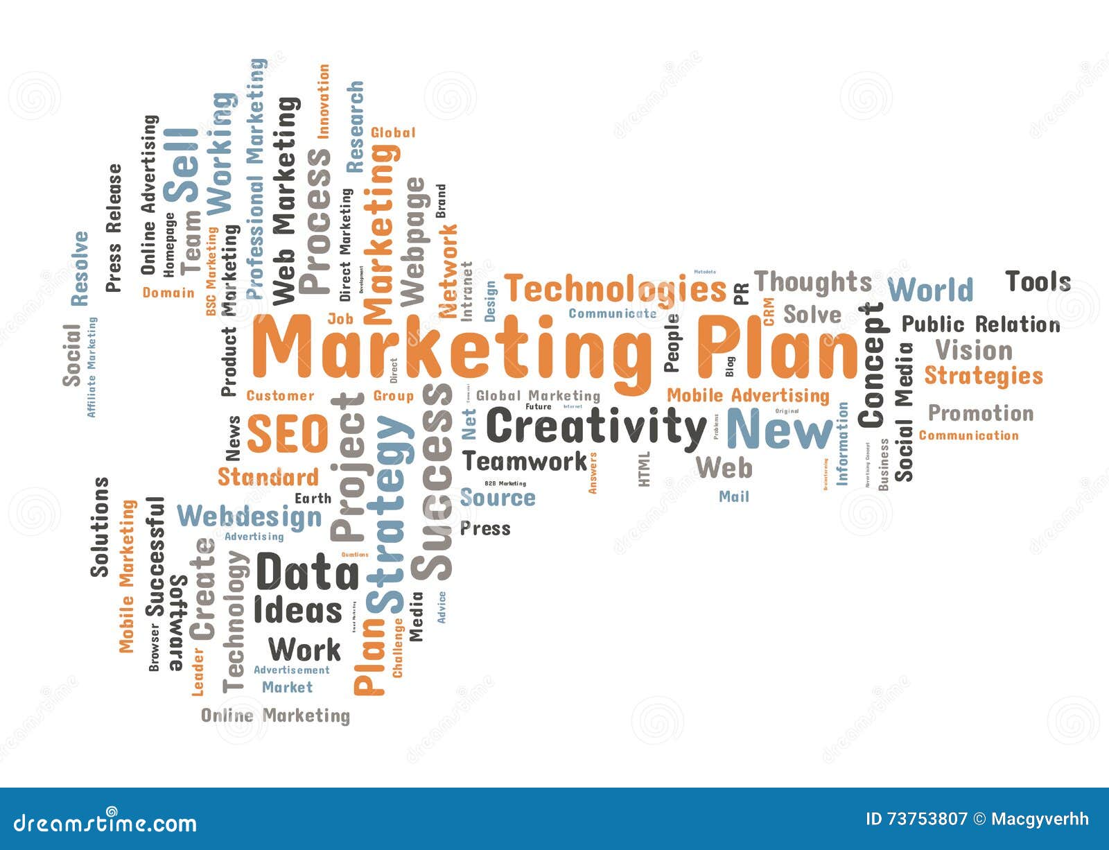 Marketing plan word cloud stock illustration. Illustration of social ...