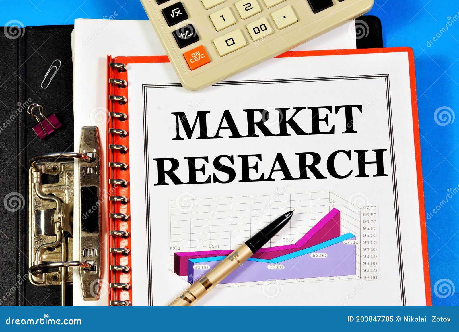 Marketing Research. Text Label in the Folder Stock Image - Image of ...