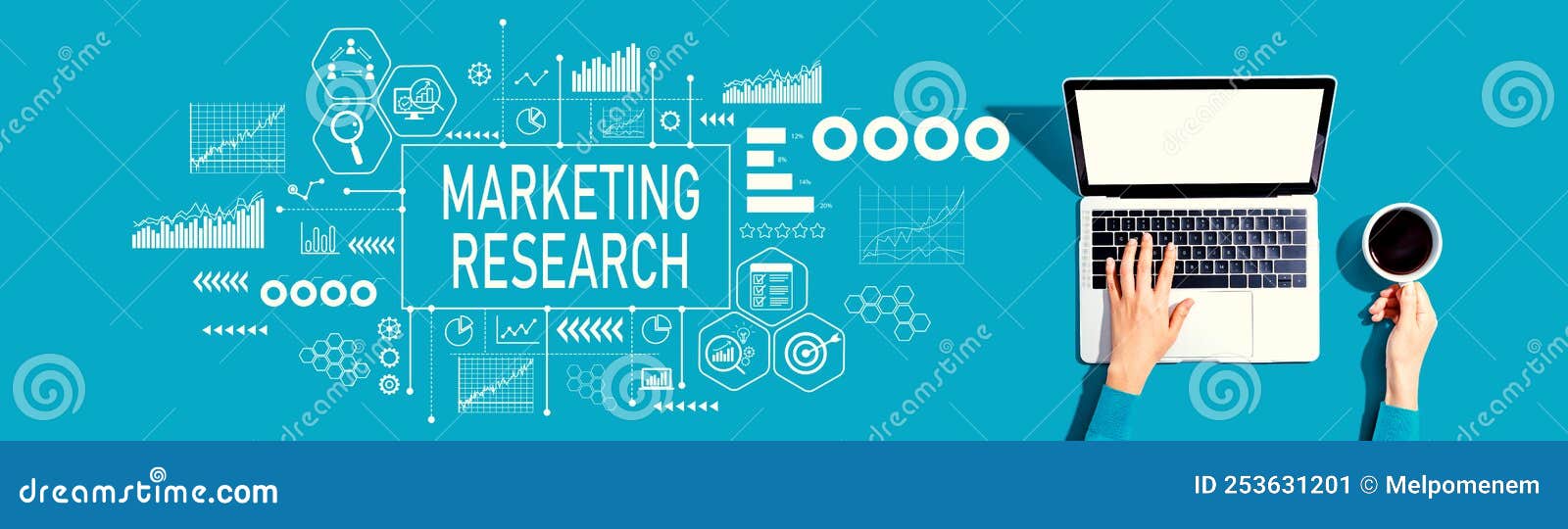 Marketing Research Theme with Person Using a Laptop Stock Image - Image ...