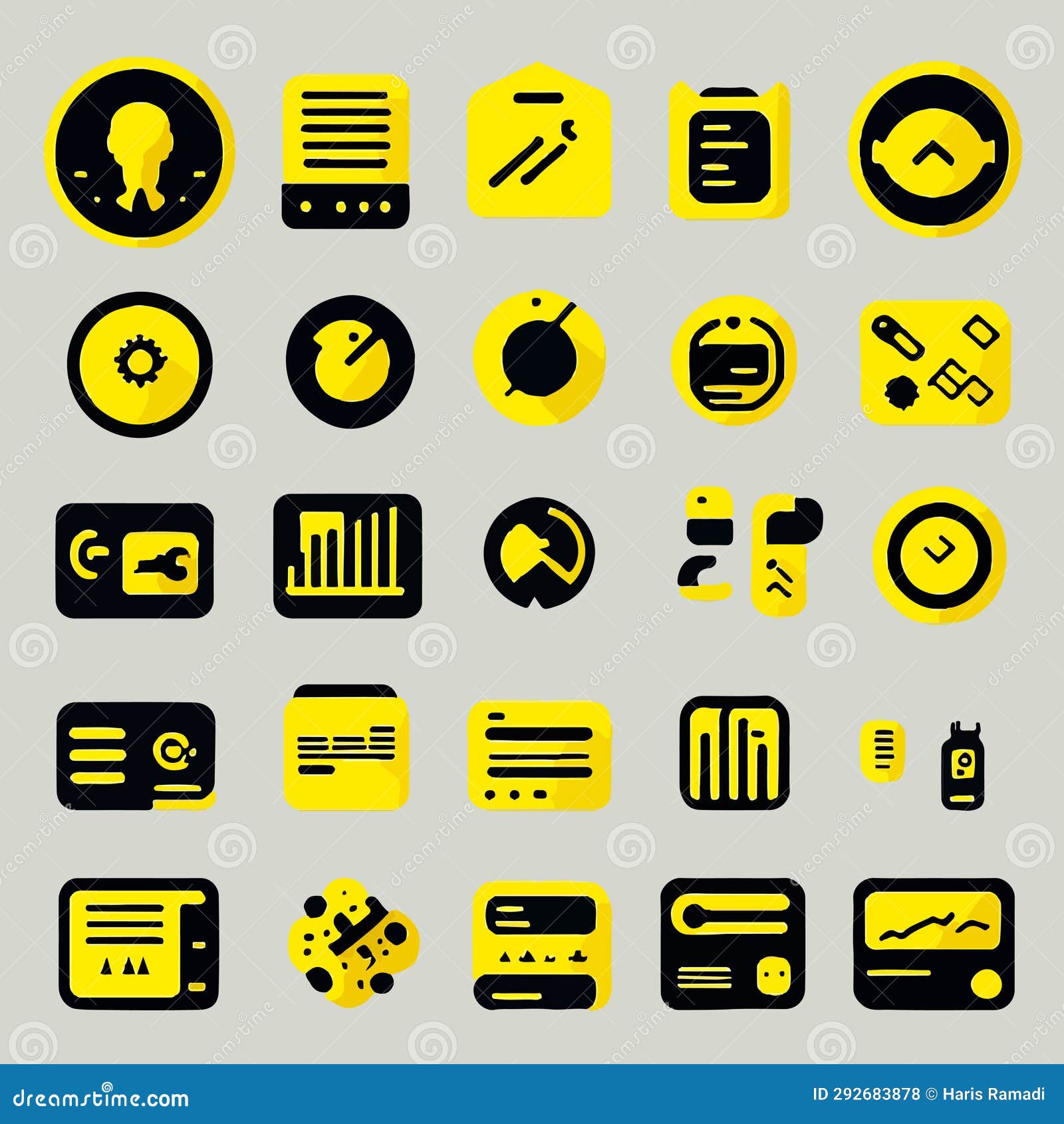 Marketing and Sales Icon Bundle with Yellow and Black Color Stock ...