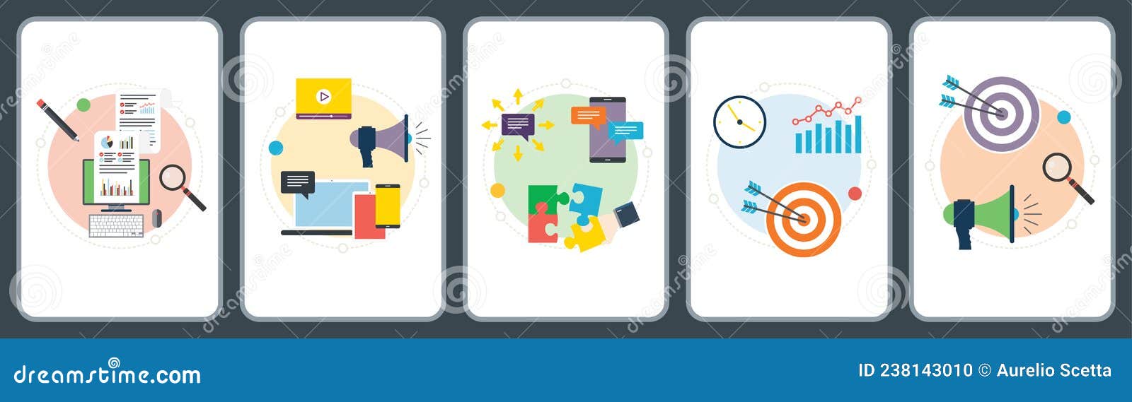 Marketing, Strategy, Analysis, Communication and Business Icons Stock ...