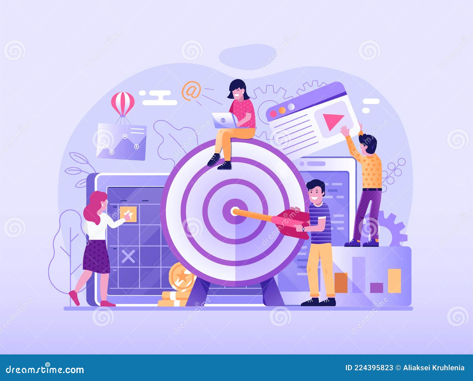 Marketing Strategy and Company Target Develop Concept Stock Vector ...