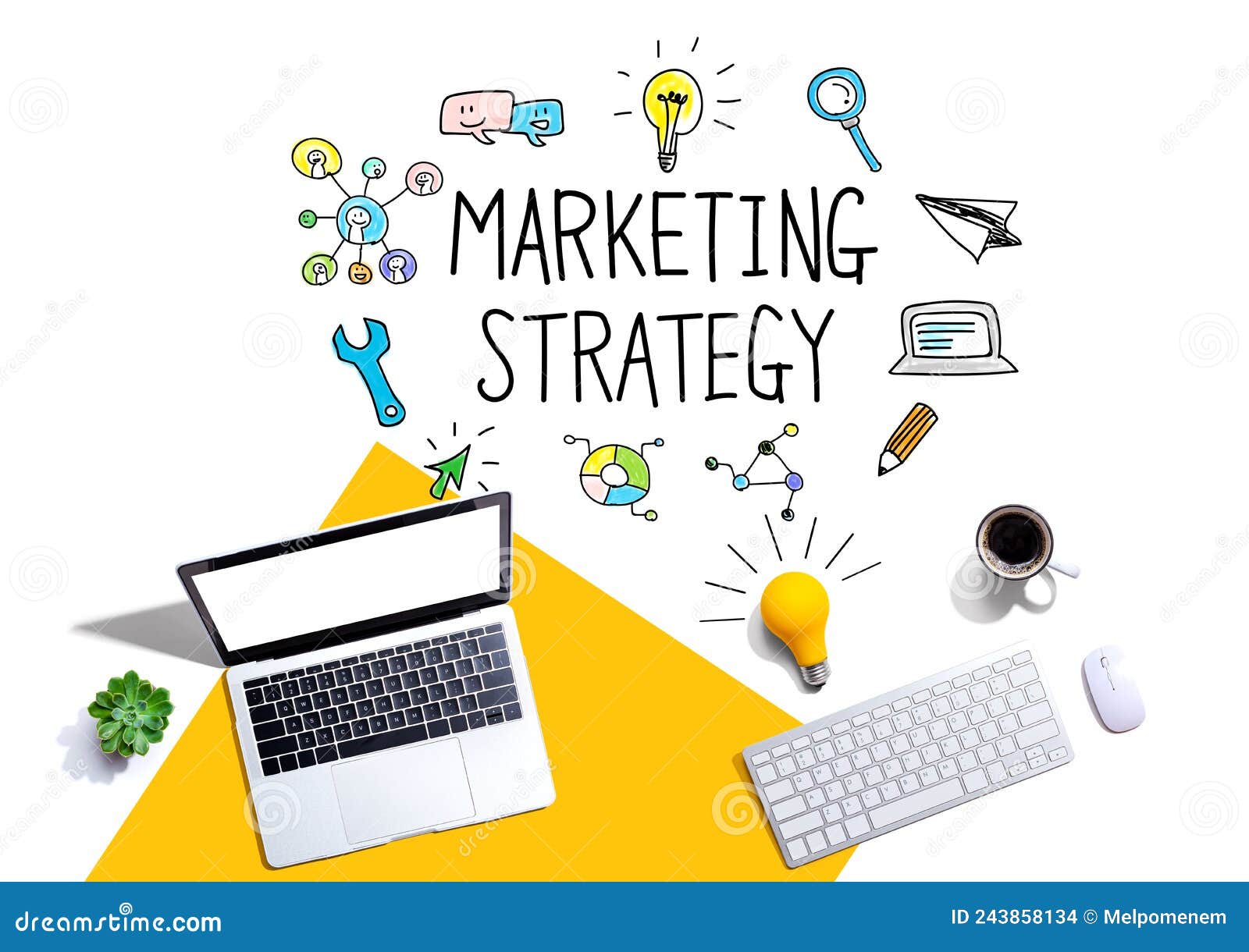 Marketing Strategy with Computers and a Lightbulb Stock Photo - Image ...