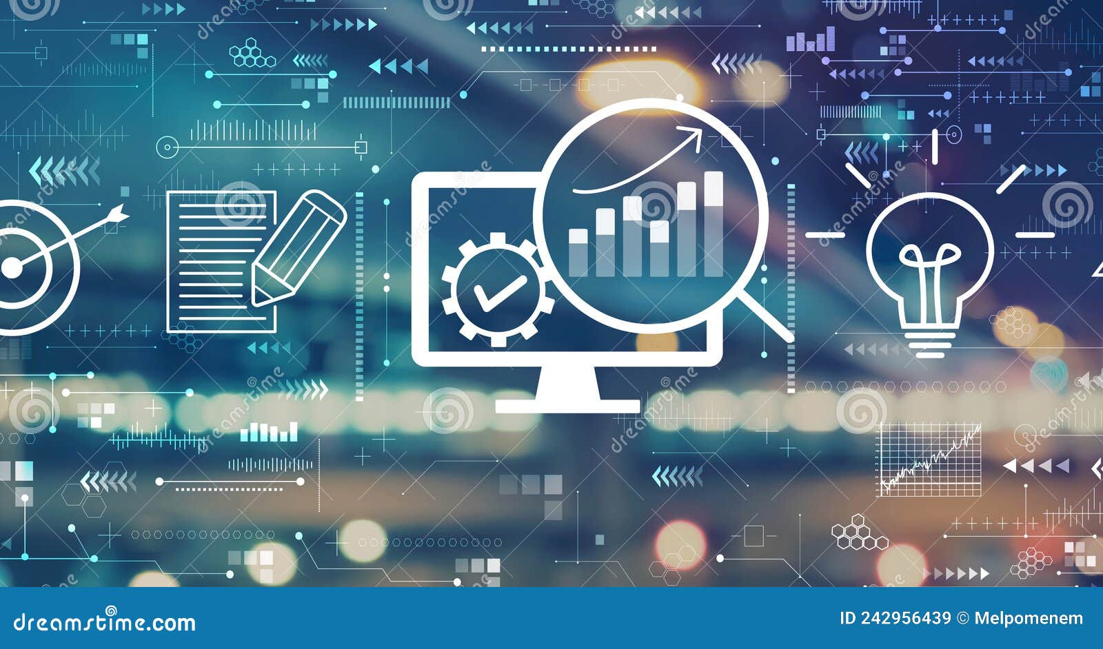 Marketing Strategy Concept with Blurred City Lights Stock Image - Image ...