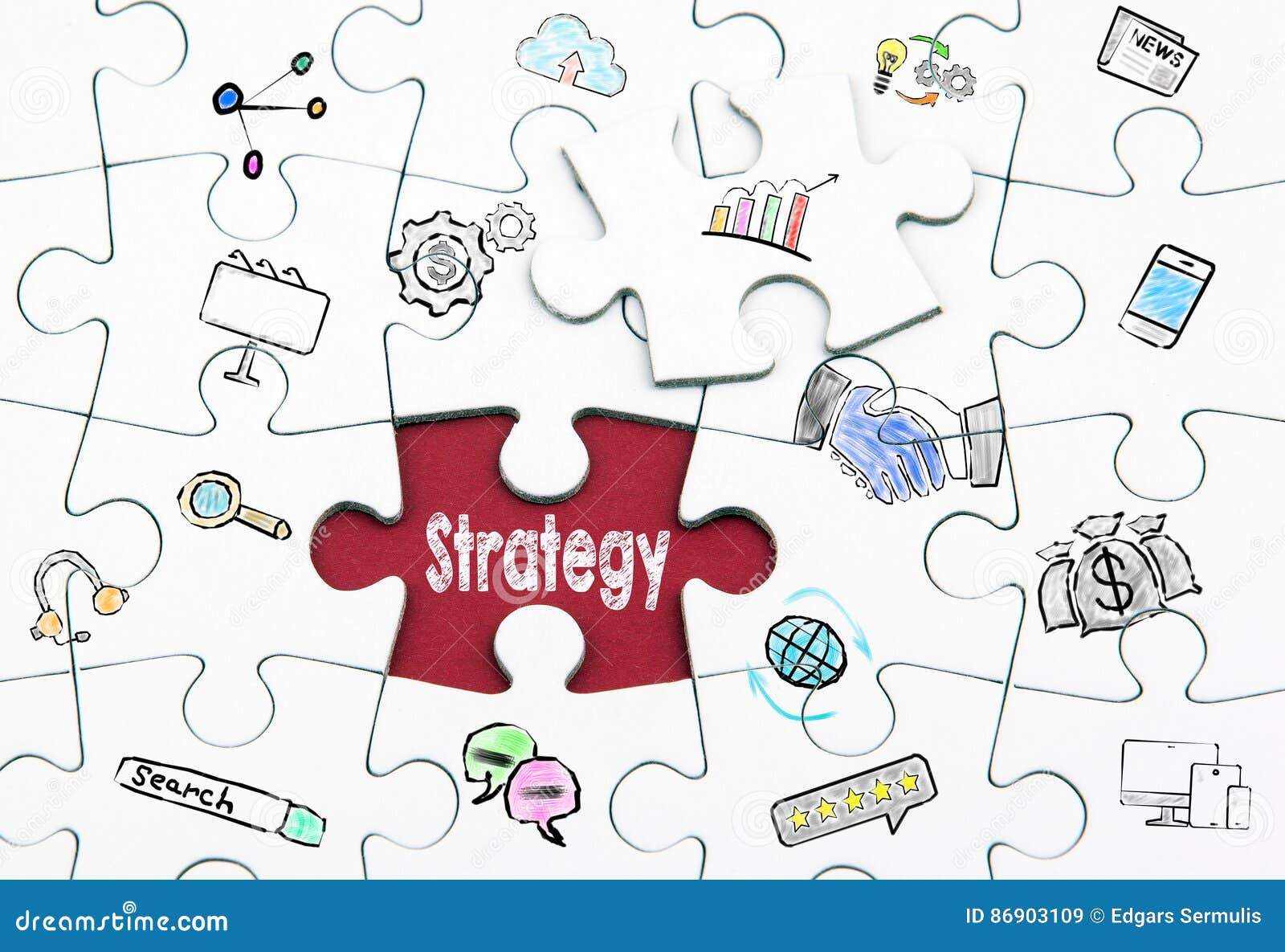 Marketing Strategy Concept. Last Piece of a Puzzle Stock Image - Image ...