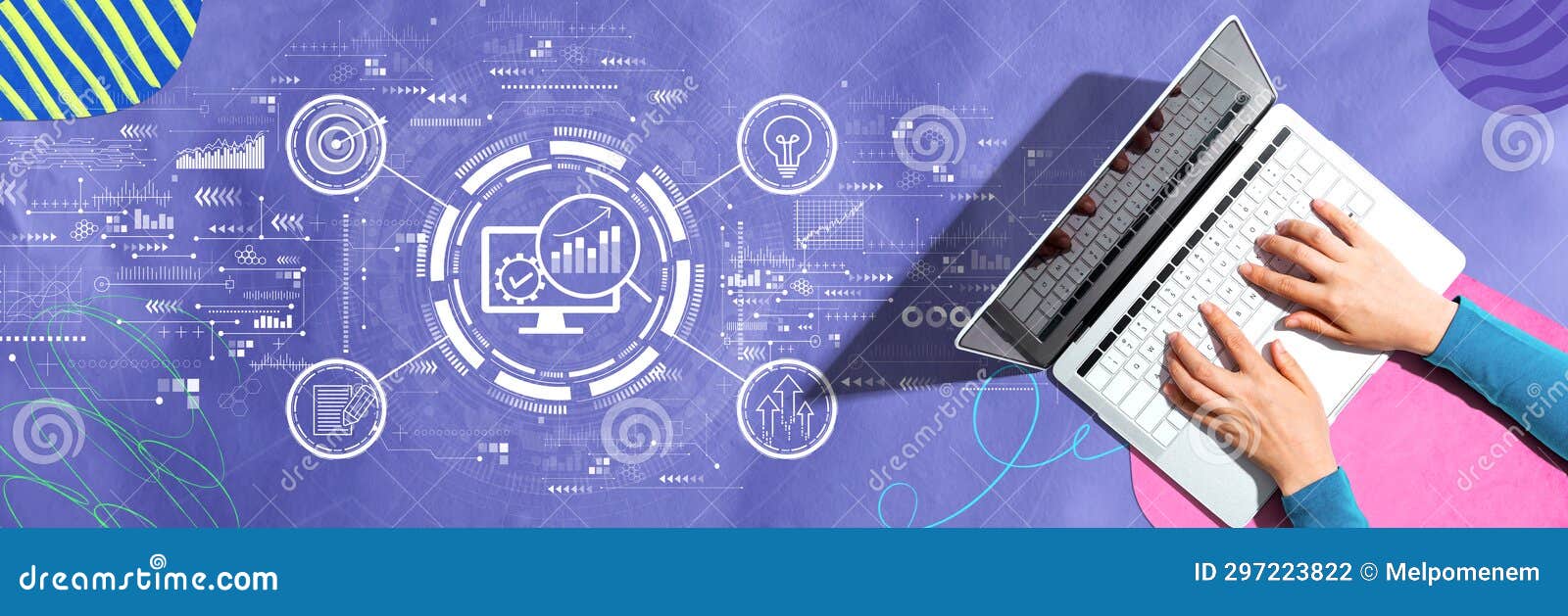 Marketing Strategy Concept with Person Using a Laptop Stock Photo ...