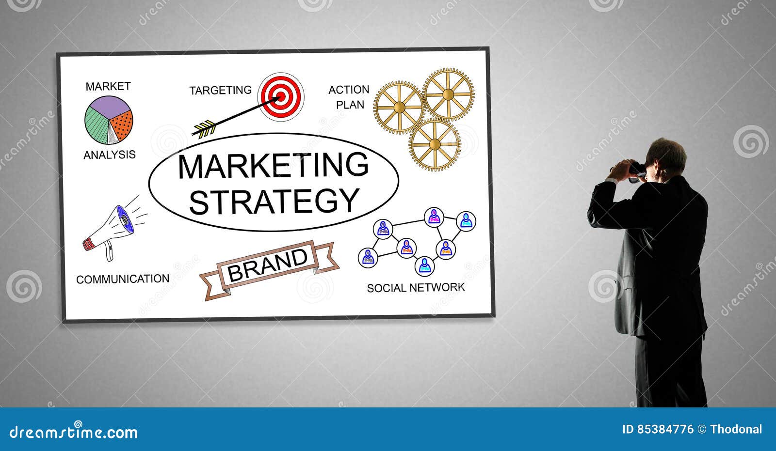 Marketing Strategy Concept on a Whiteboard Stock Photo - Image of ...