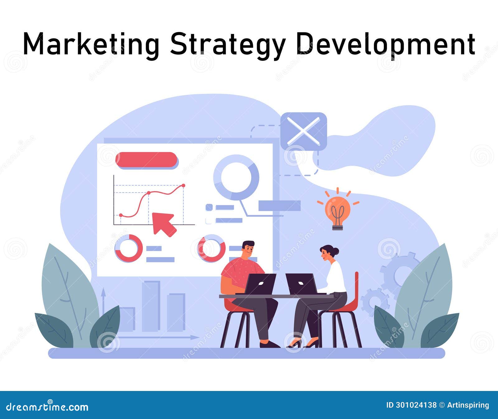 Marketing Strategy Development Concept. Flat Vector Illustration Stock ...