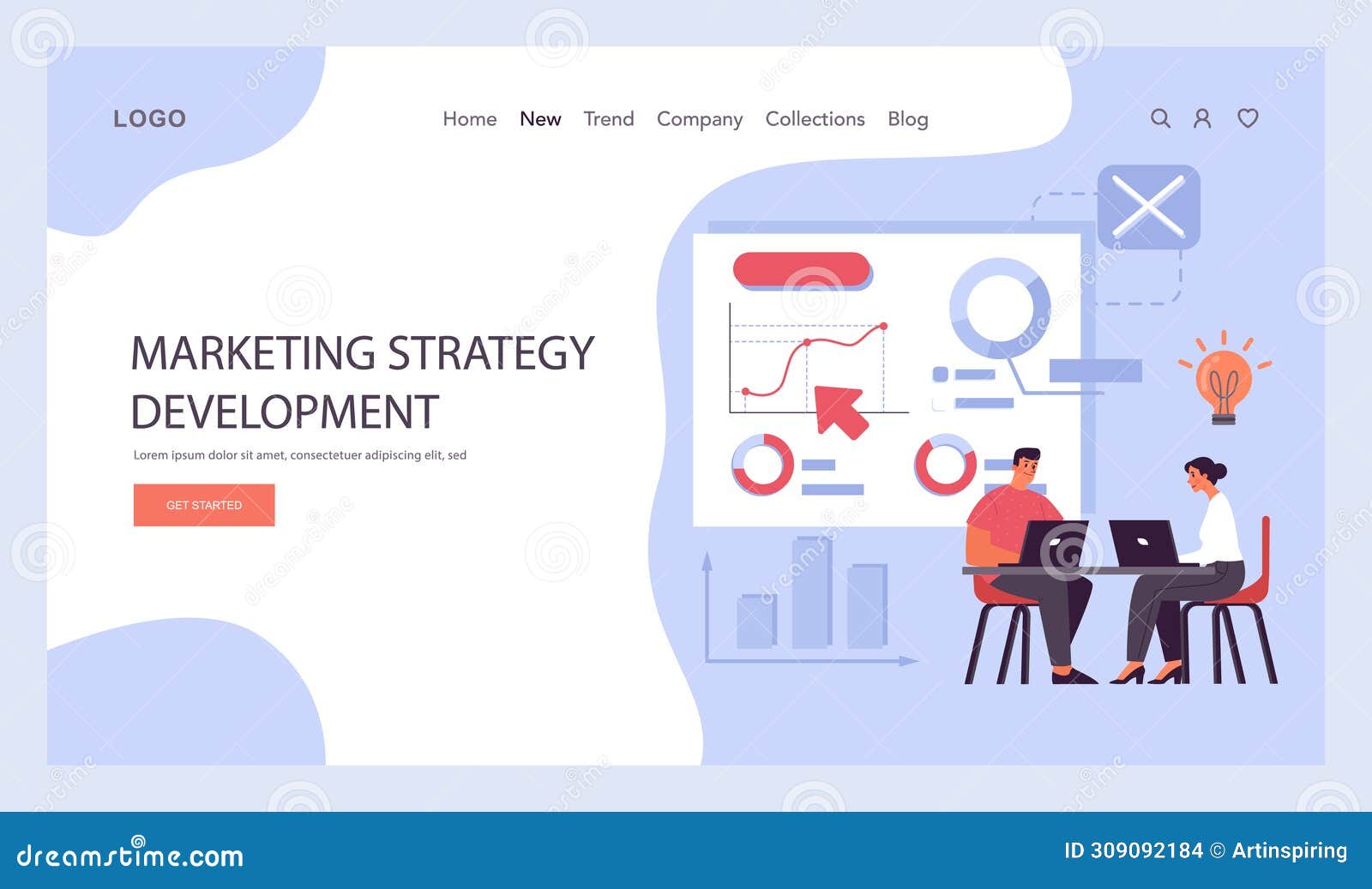 Marketing Strategy Development Concept. Flat Vector Illustration Stock ...