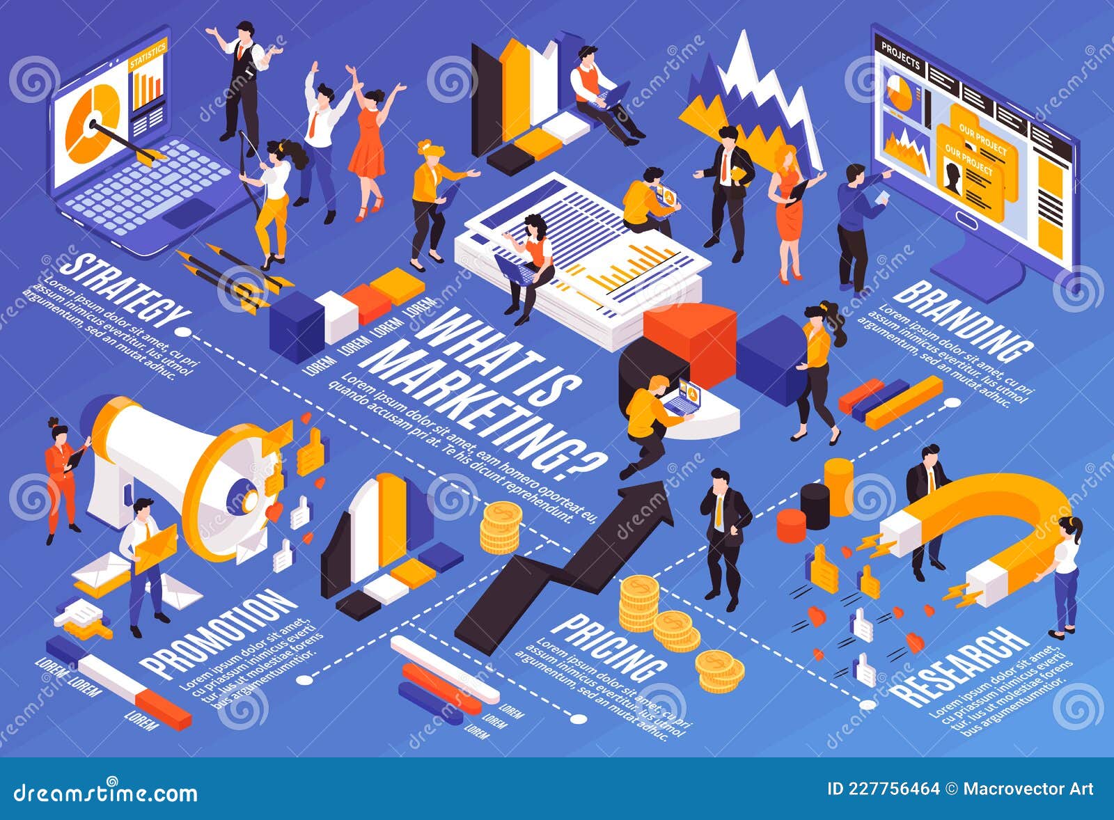 Marketing Strategy Horizontal Composition Stock Vector - Illustration ...