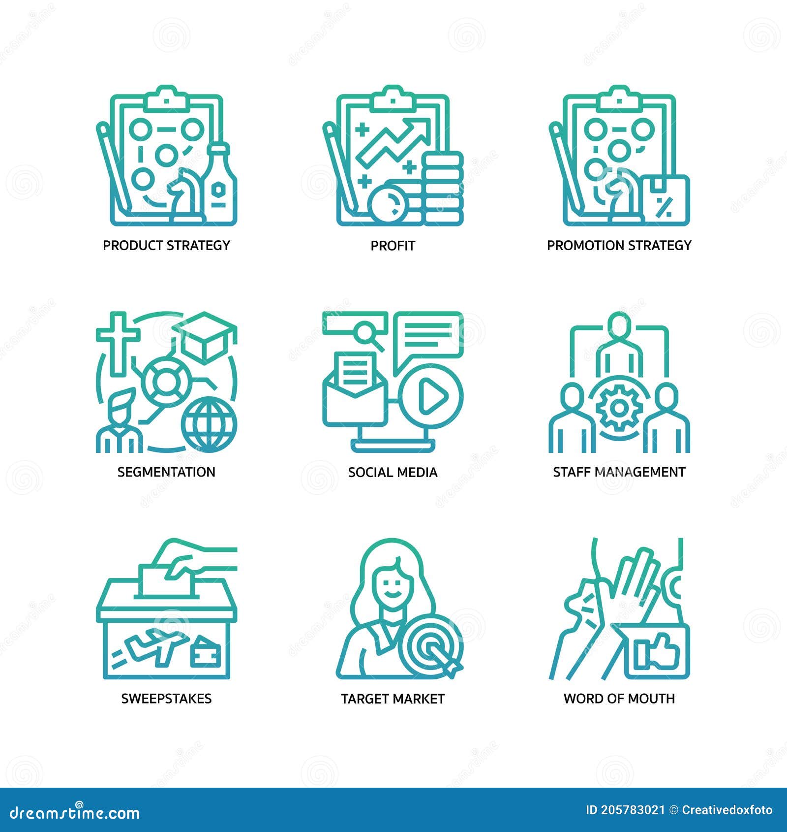 Marketing Strategy Icons Set Stock Vector - Illustration of icon ...