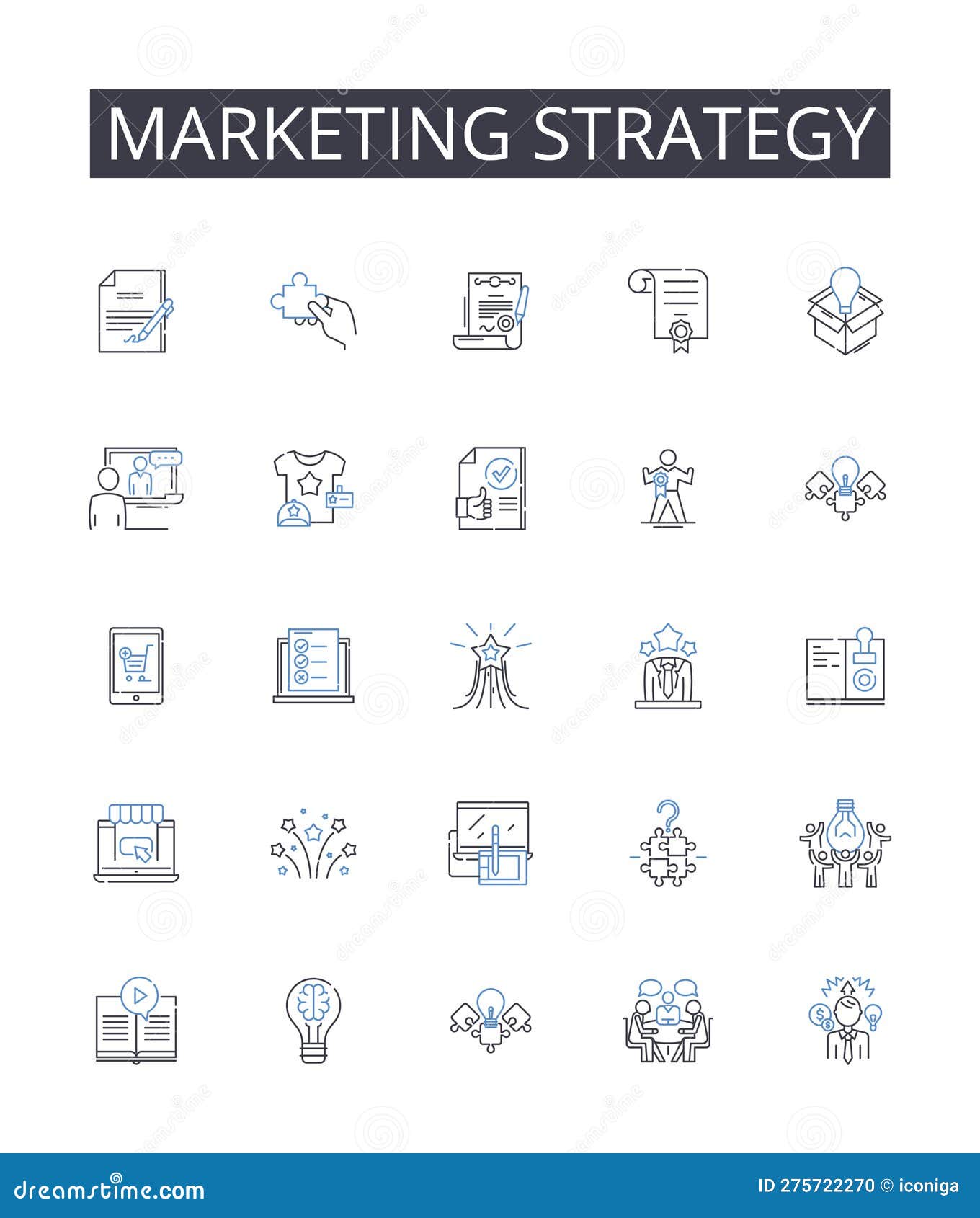 Marketing Strategy Line Icons Collection. Logistics, Coordination ...