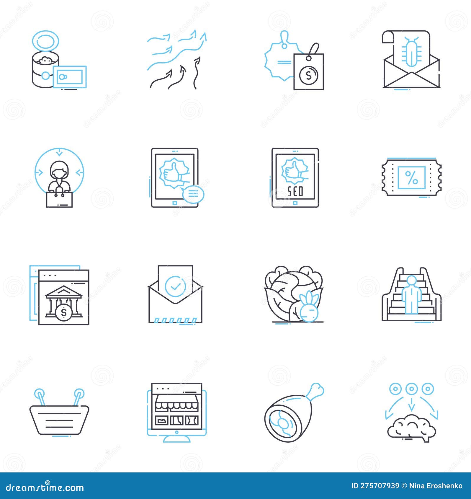 Marketing Strategy Linear Icons Set. Analysis, Branding, Campaigns ...