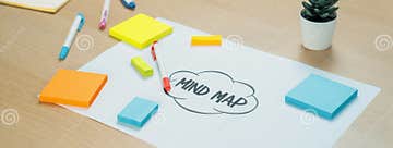 Marketing Strategy Mind Map and Sticky Notes Placed on Office Table ...