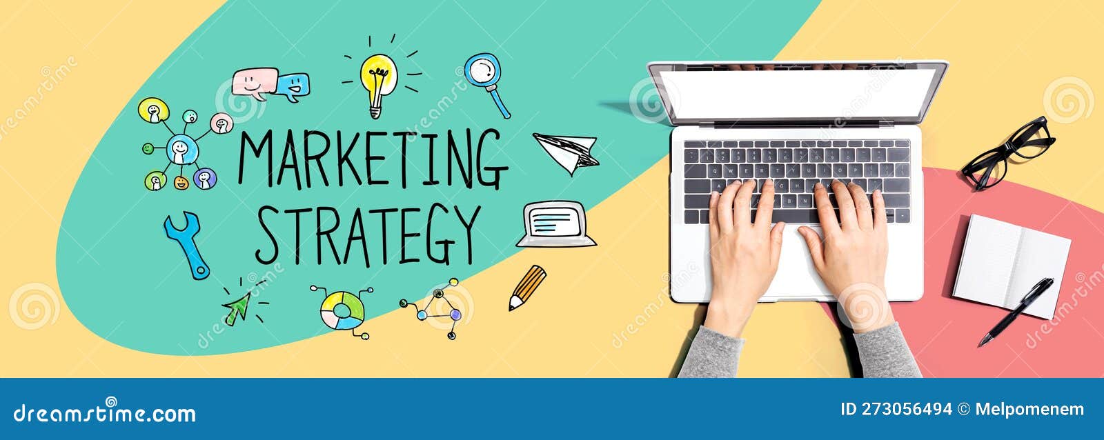 Marketing Strategy with Person Using a Laptop Stock Photo - Image of ...