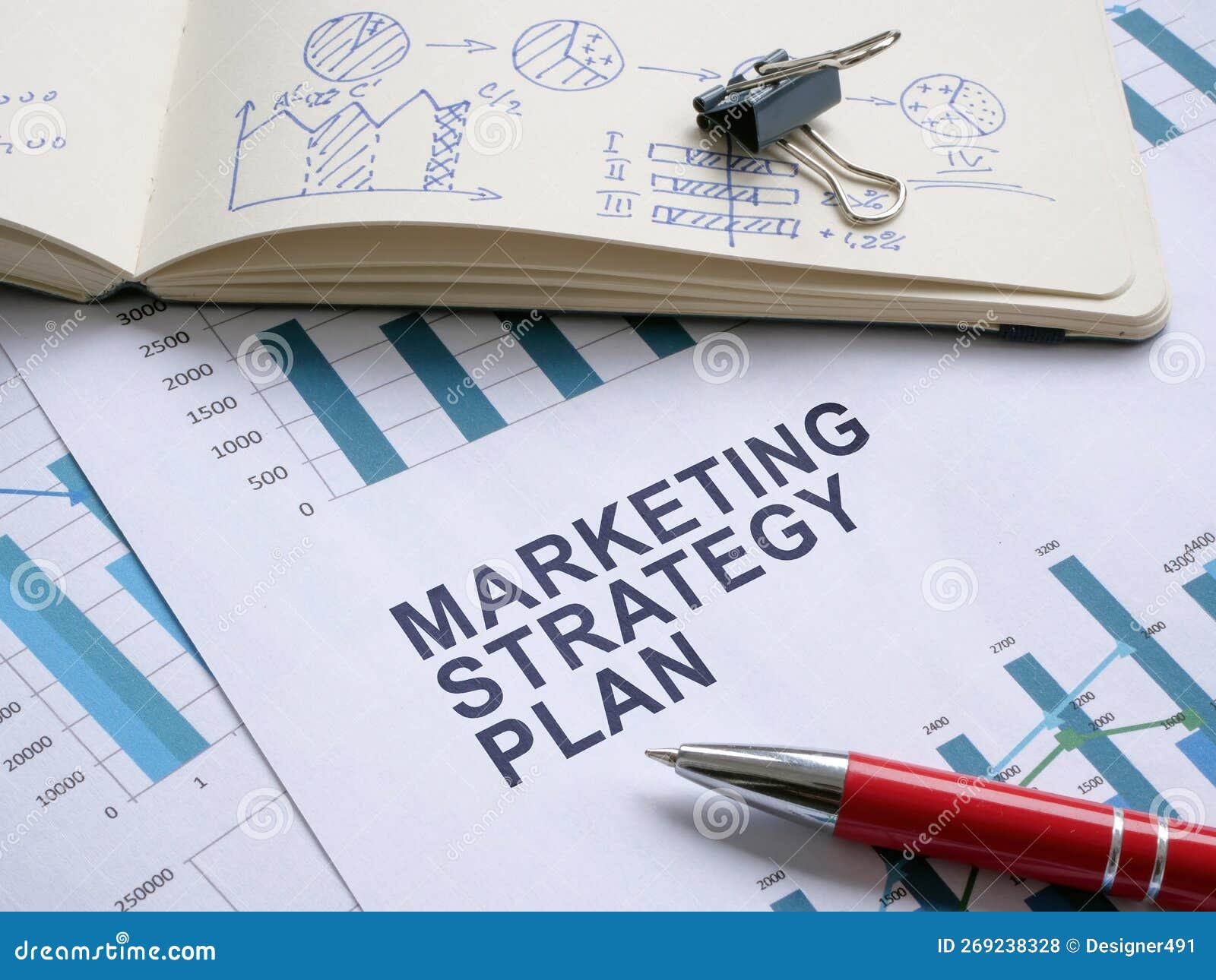 Marketing Strategy Plan with Charts and Data. Stock Photo - Image of ...