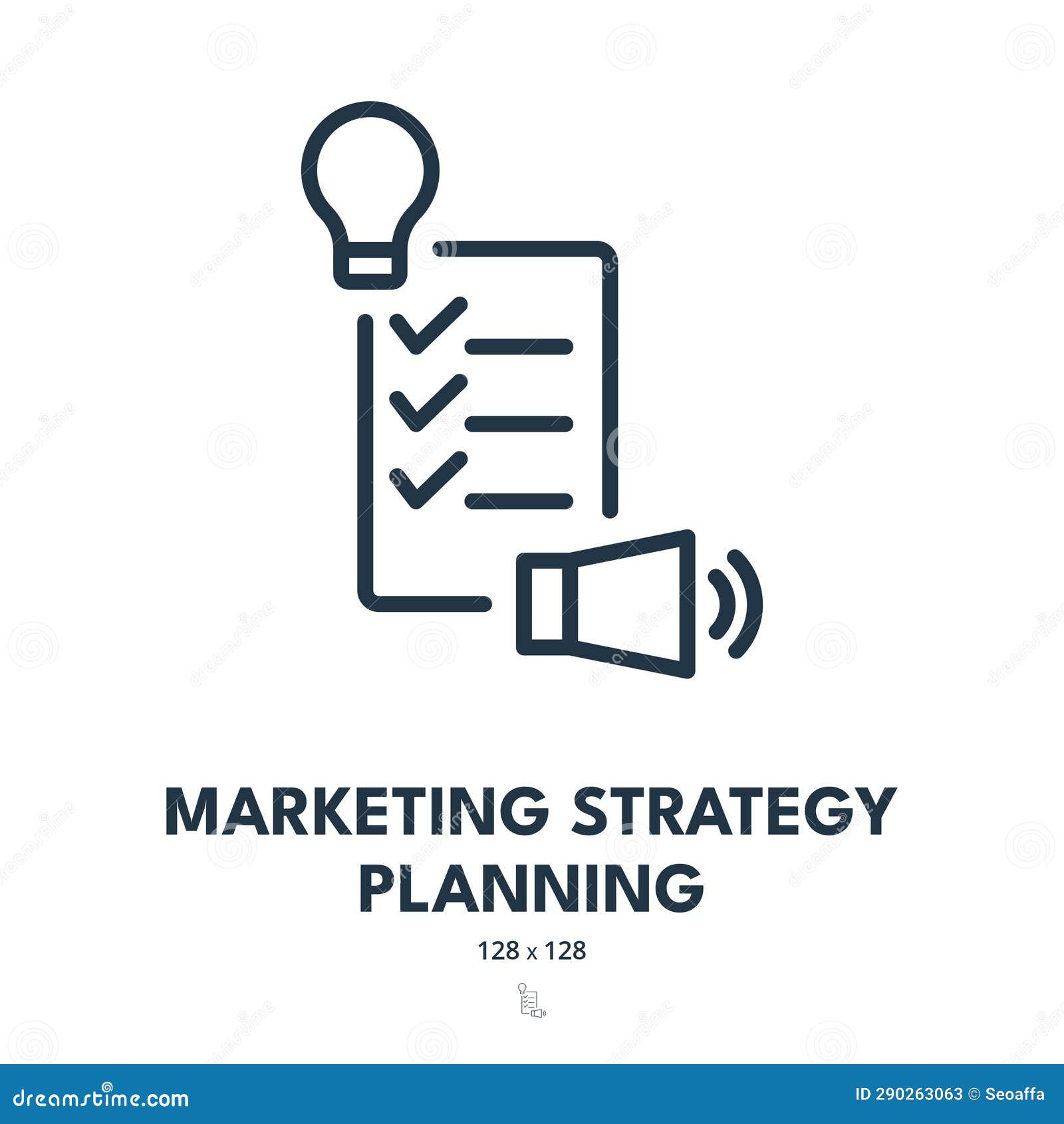 Marketing Strategy Planning Icon. Project, Plan, Campaign. Editable ...