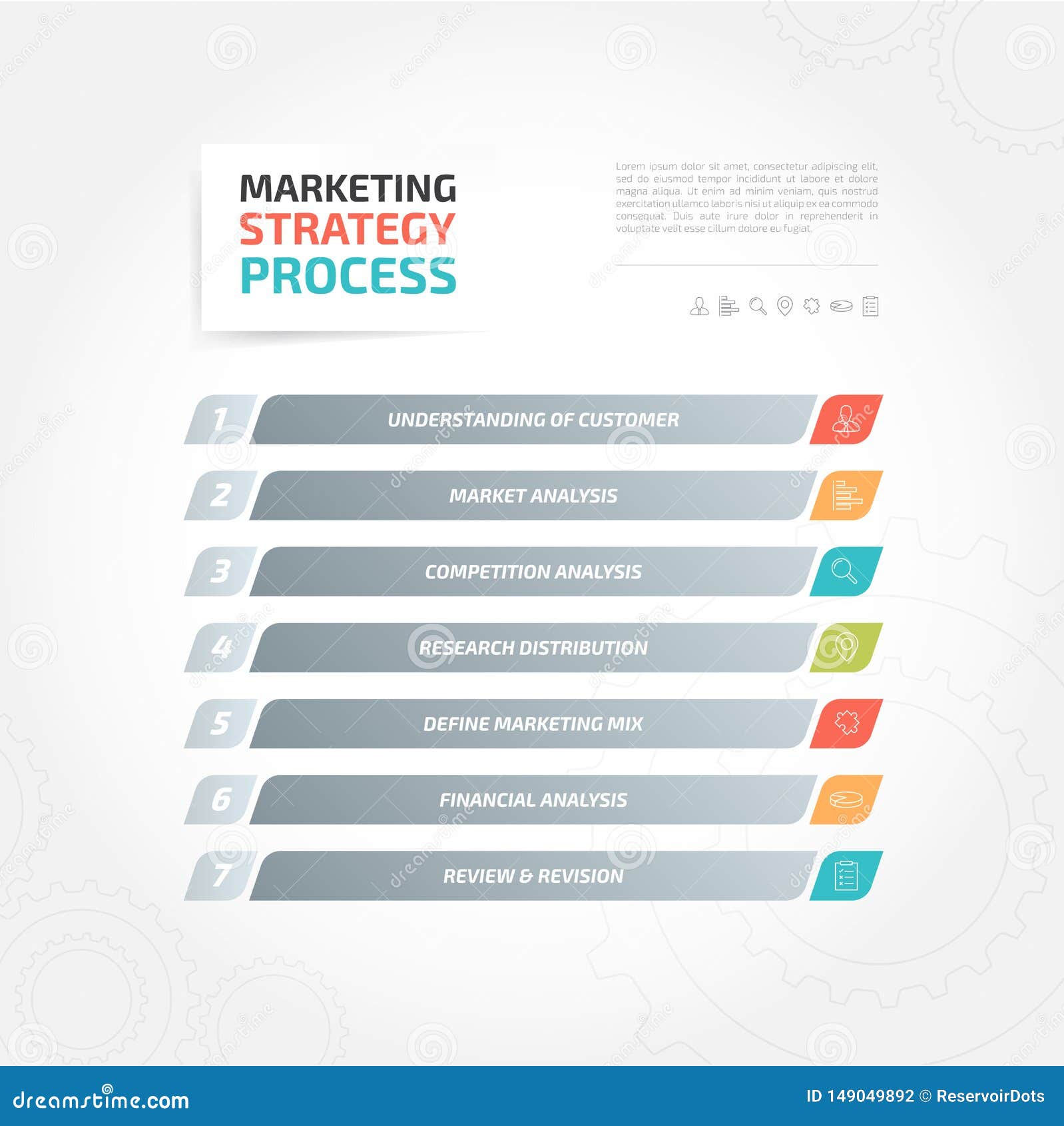 Marketing Strategy Process stock vector. Illustration of social - 149049892
