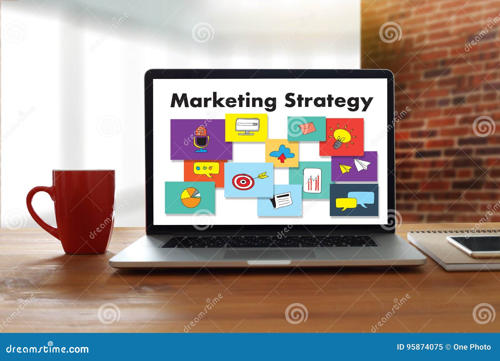 Marketing Strategy Technology Business Man Working on Laptop Com Stock ...