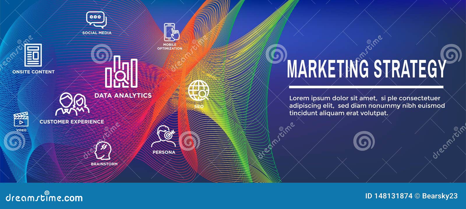 Marketing Strategy Web Header Hero Image Banner with Inbound Lead ...