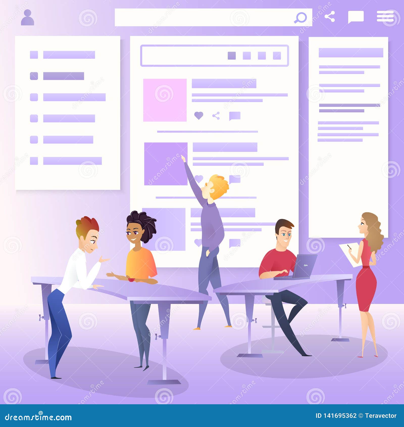 Marketing Team Create Project Interface Prototype Stock Vector ...