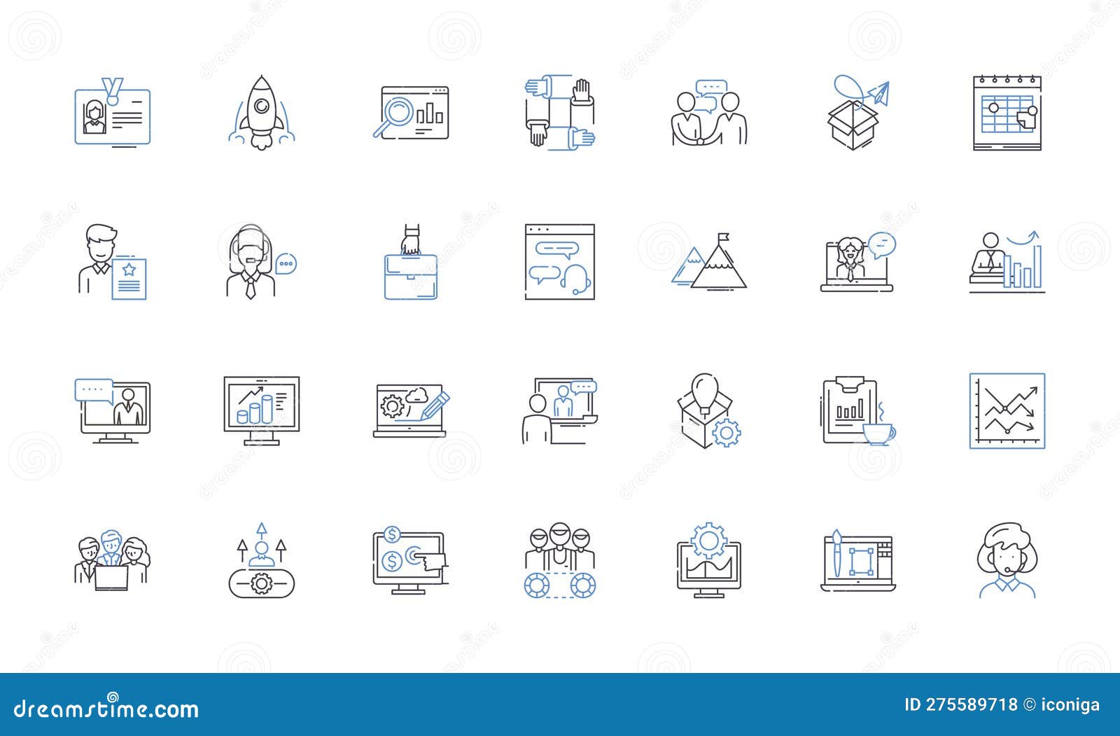 Marketing Team Line Icons Collection. Collaboration, Strategy ...