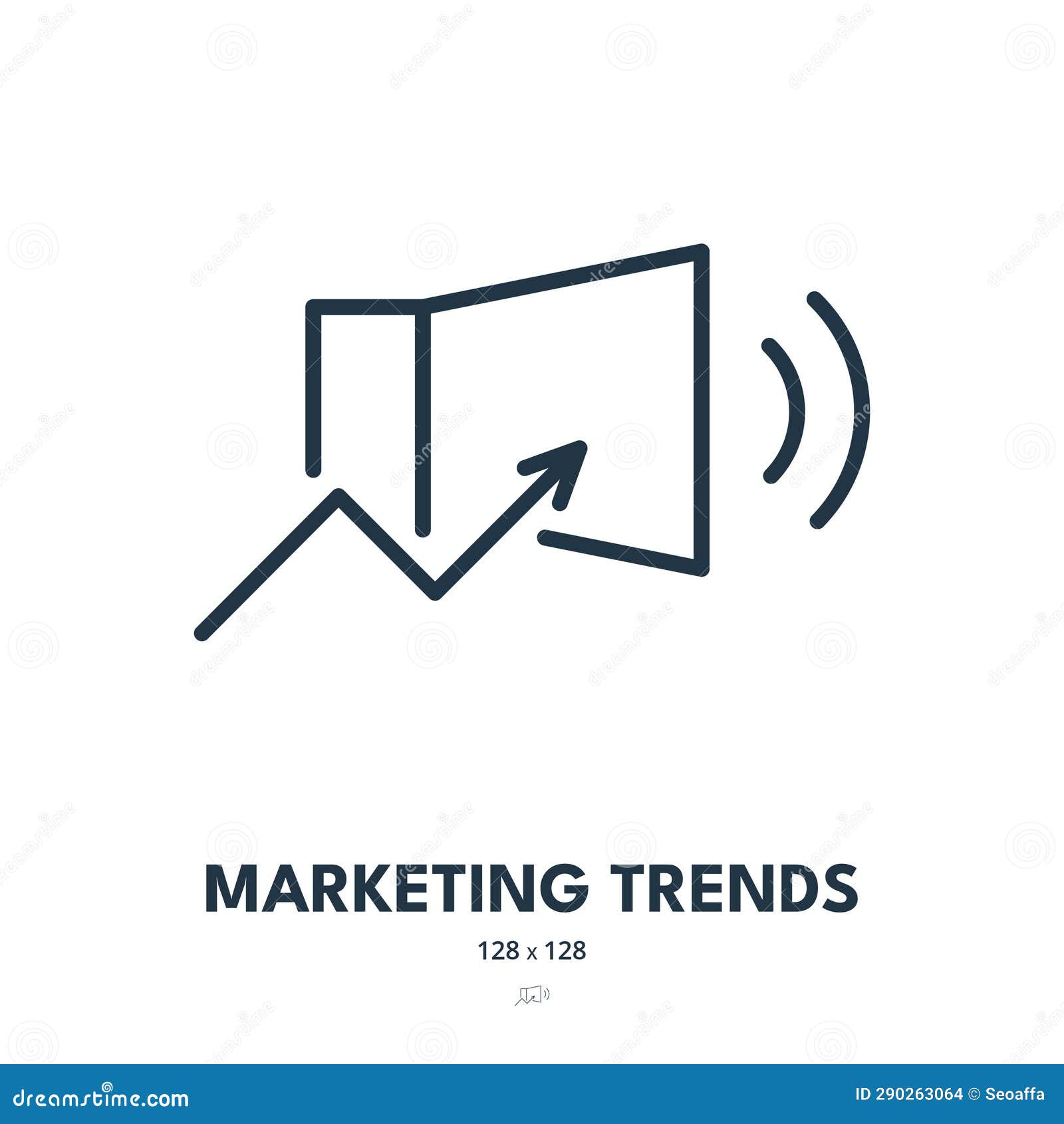 Marketing Trends Icon. Trending, Positive, Graph. Editable Stroke ...