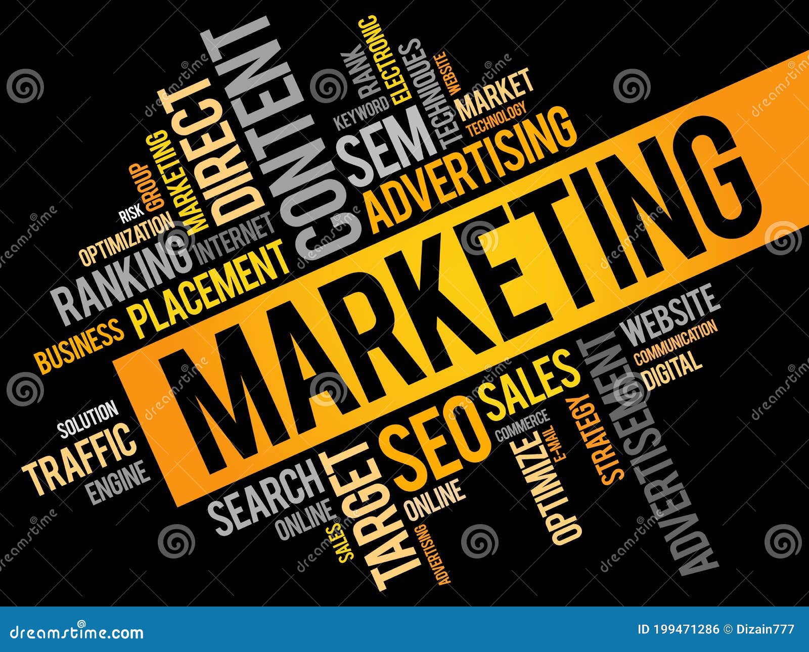 MARKETING Word Cloud Background Stock Illustration - Illustration of ...